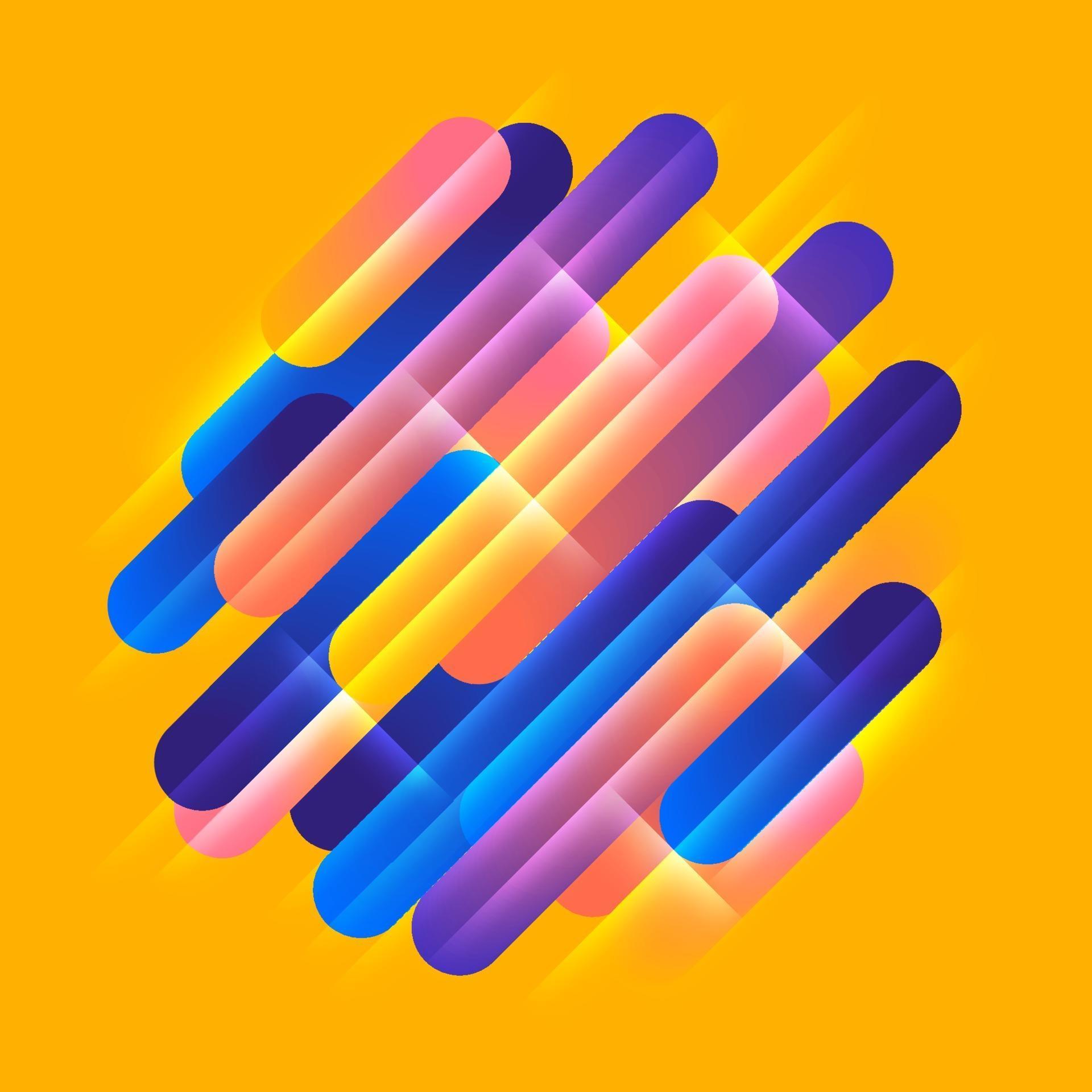 Various Colored Rounded Shapes Lines In Diagonal Rhythm Vector