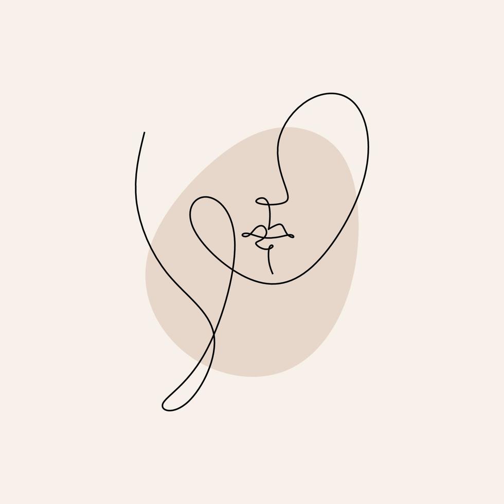 Continuous Line Drawing Of Of Abstract Beautiful Womans Face
