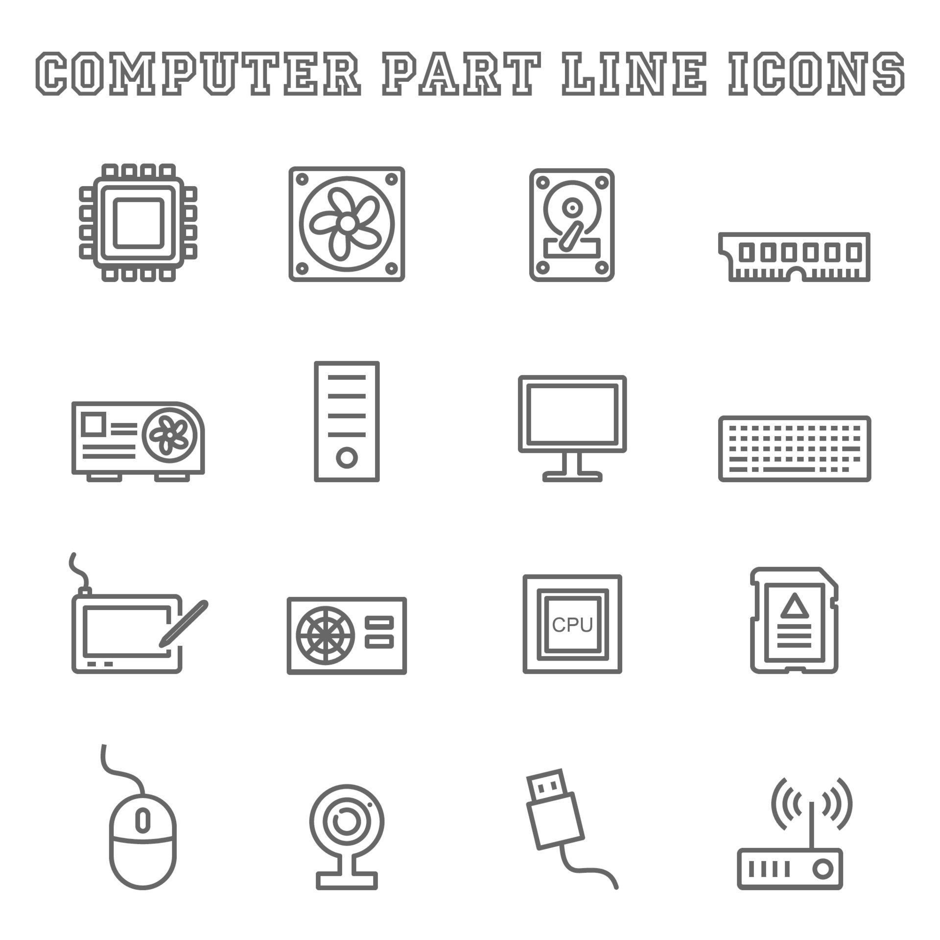 computer part line icons 2220212 Vector Art at Vecteezy