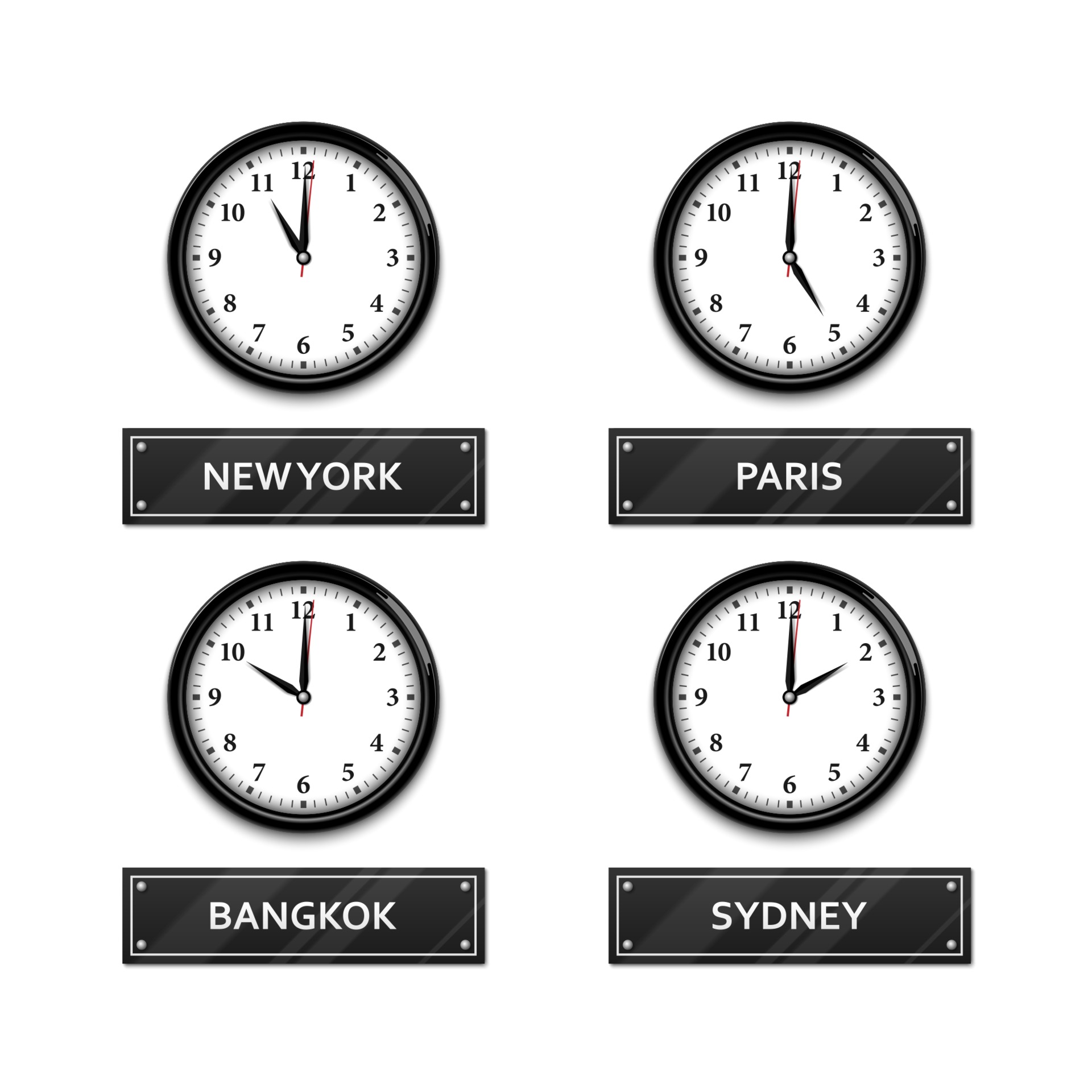 World Time Zone Clock Isolated On White Background Vector Illustration World Time Zone Clock Isolated On White Background Vector Illustration