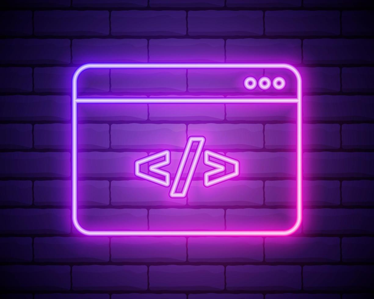 Coding neon icon 2221972 Vector Art at Vecteezy