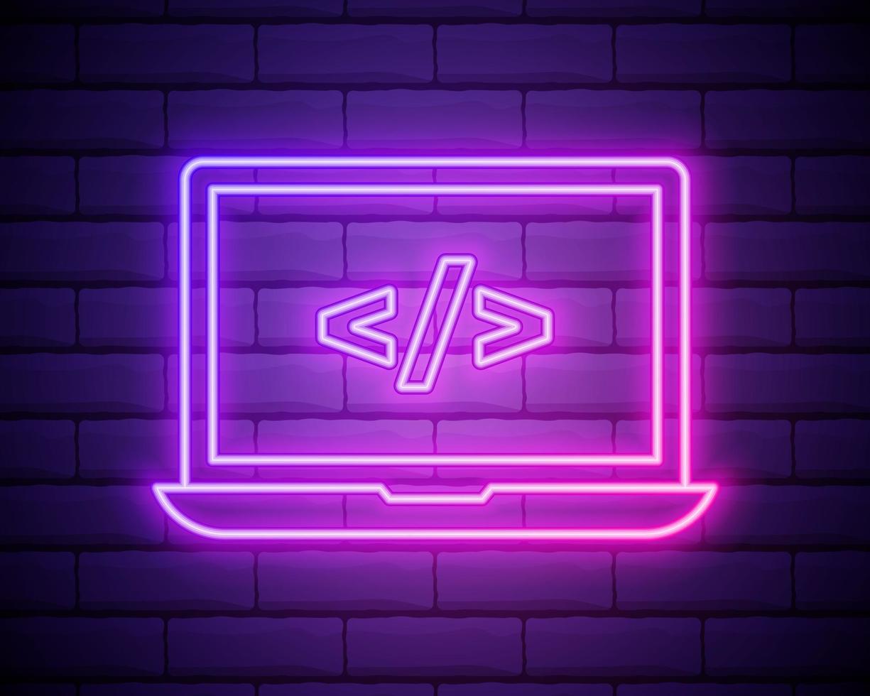 Coding neon icon 2221973 Vector Art at Vecteezy
