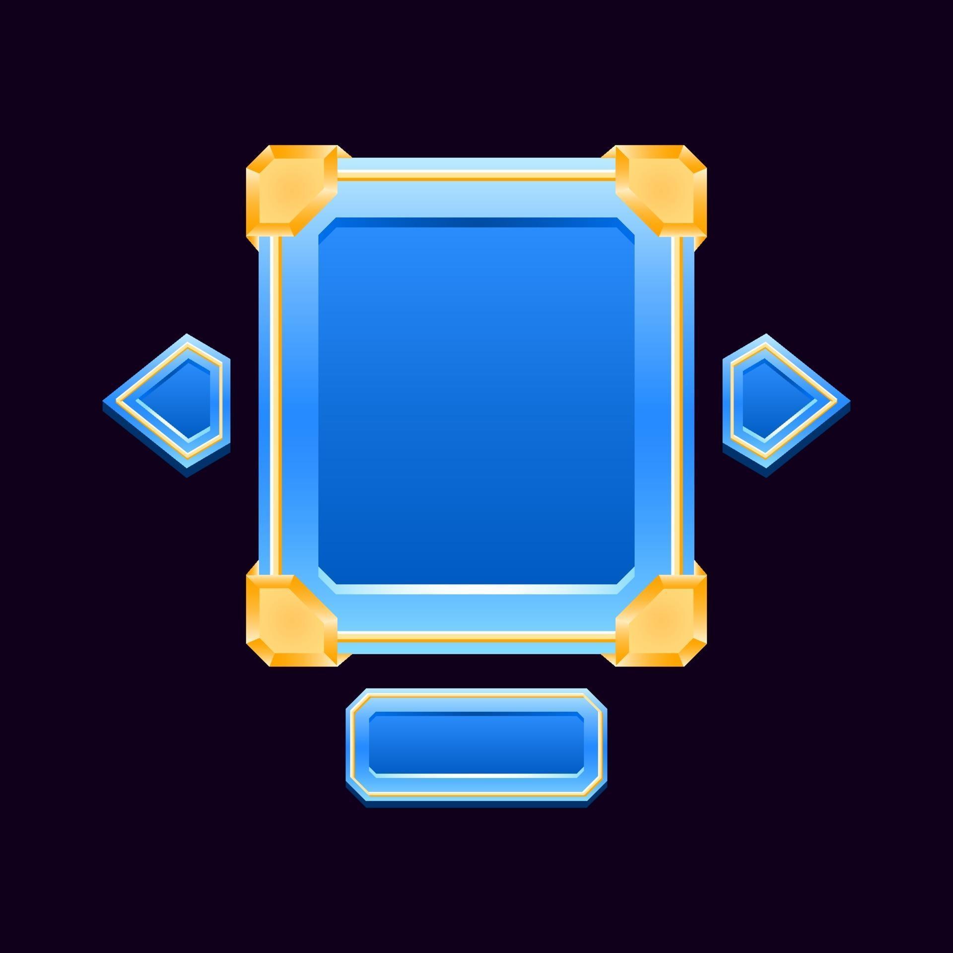 Set Of Futuristic Golden Diamond Game Ui Board Pop Up For Gui Asset Elements Vector Illustration