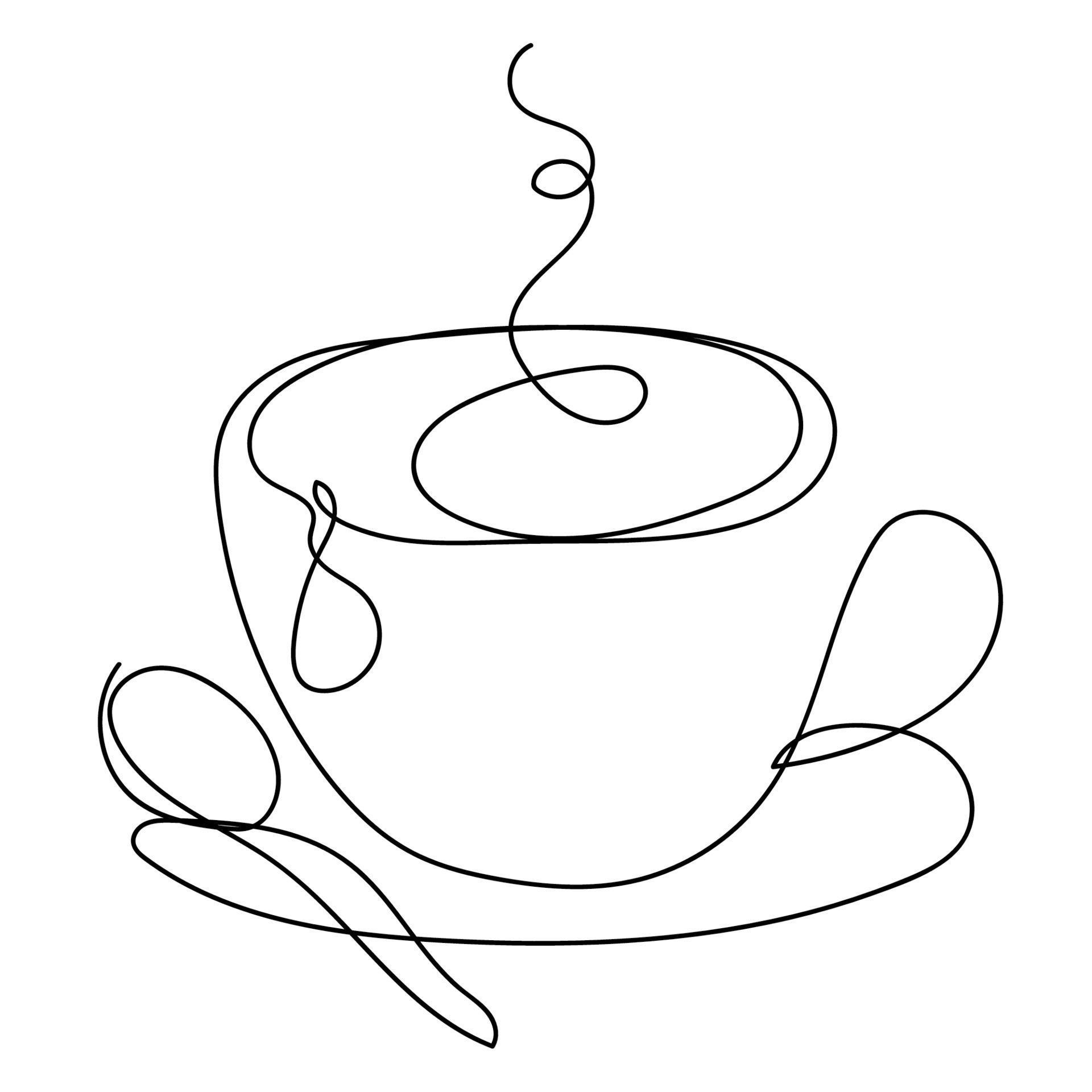 Minimal one line tea cup, continuous line drawing tea cup drawing, line ... Minimal one line tea cup, continuous line drawing tea cup drawing, line ...