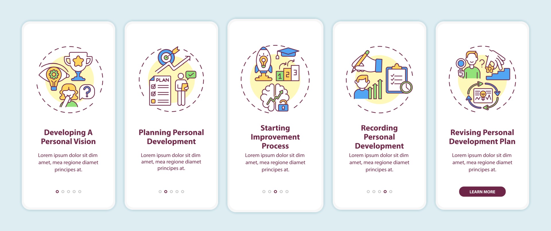 Personal Development Steps Onboarding Mobile App Page Screen With Concepts 2226472 Vector Art At