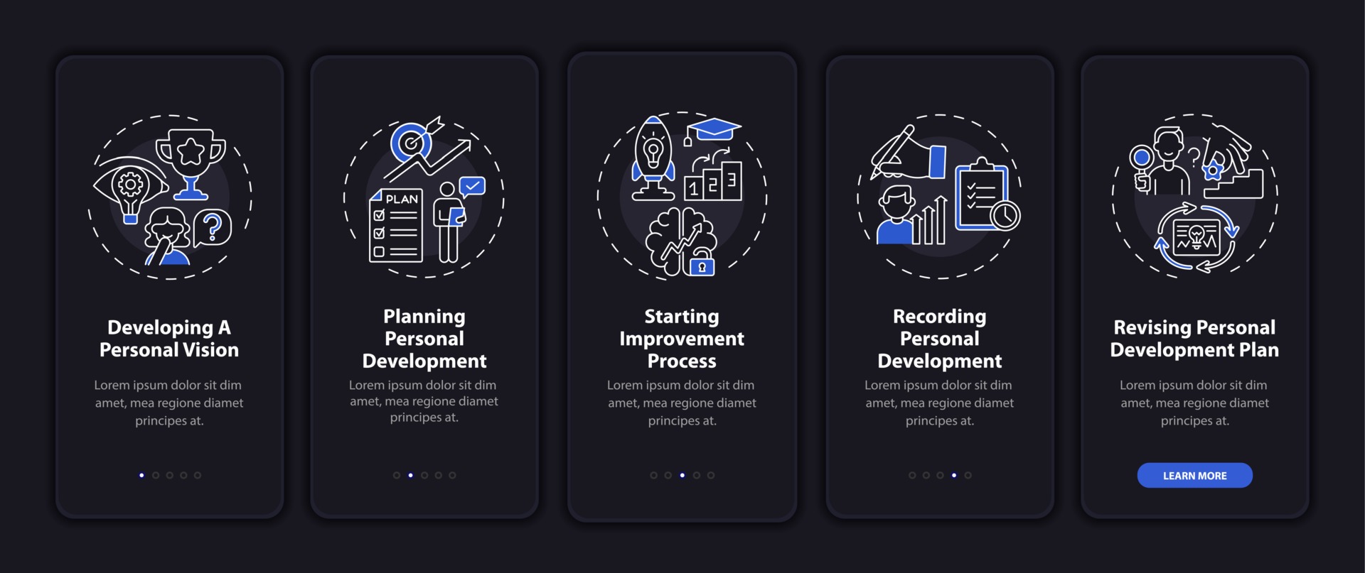 Personal Development Steps Onboarding Mobile App Page Screen With Concepts 2227048 Vector Art At
