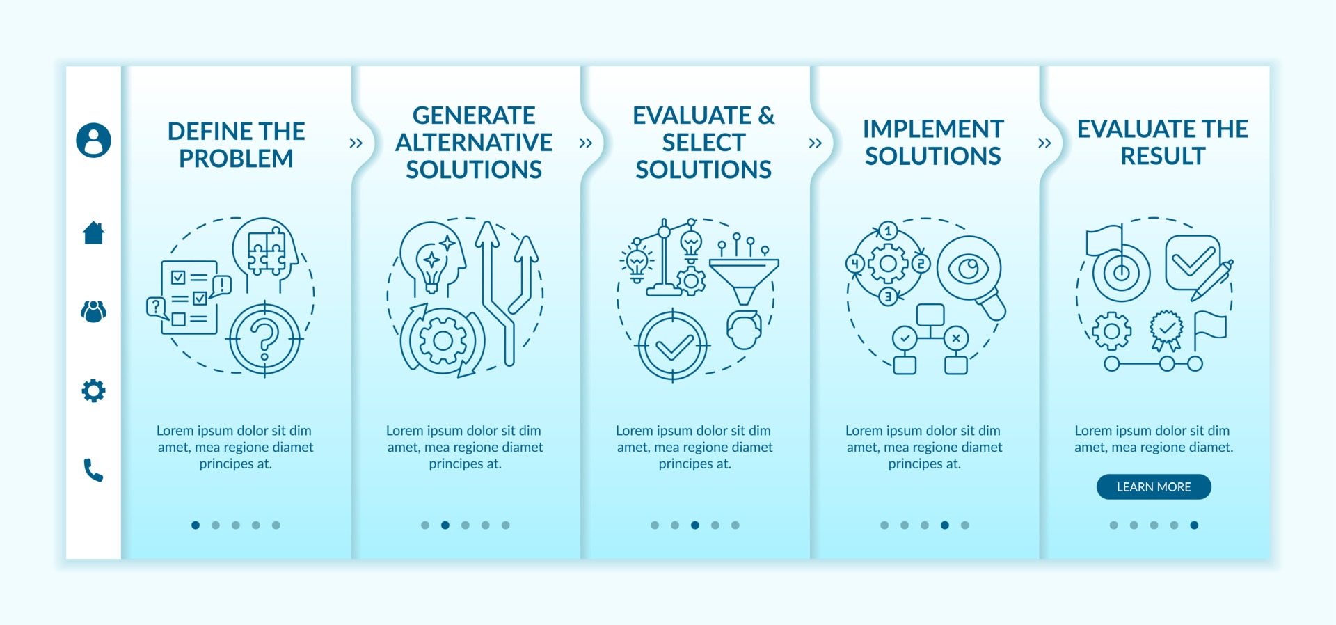 Problem Solving Steps Onboarding Vector Template 2227219 Vector Art At Vecteezy
