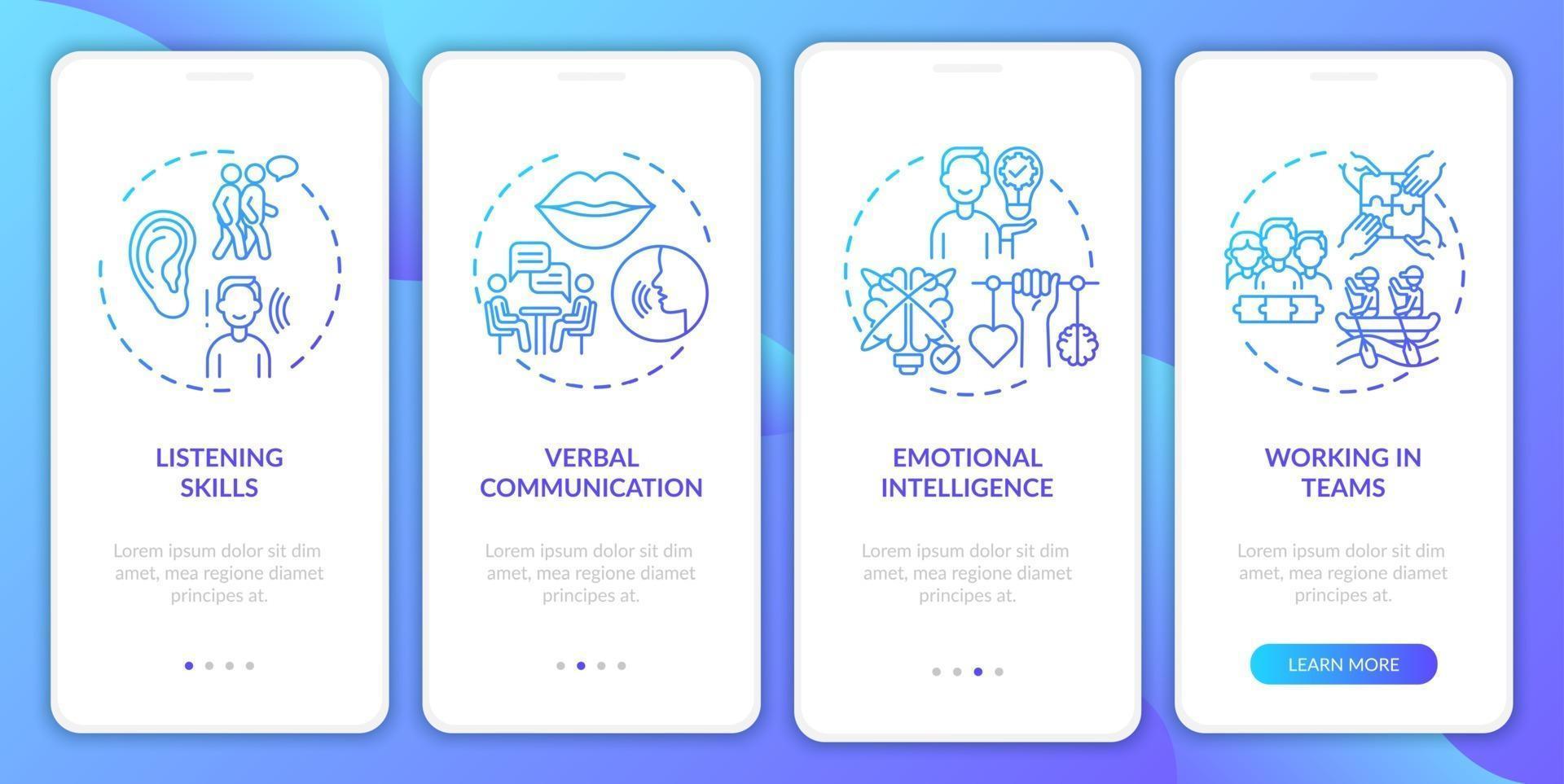 Interpersonal Skill Self Assessment Navy Onboarding Mobile App Page Screen With Concepts 2227688