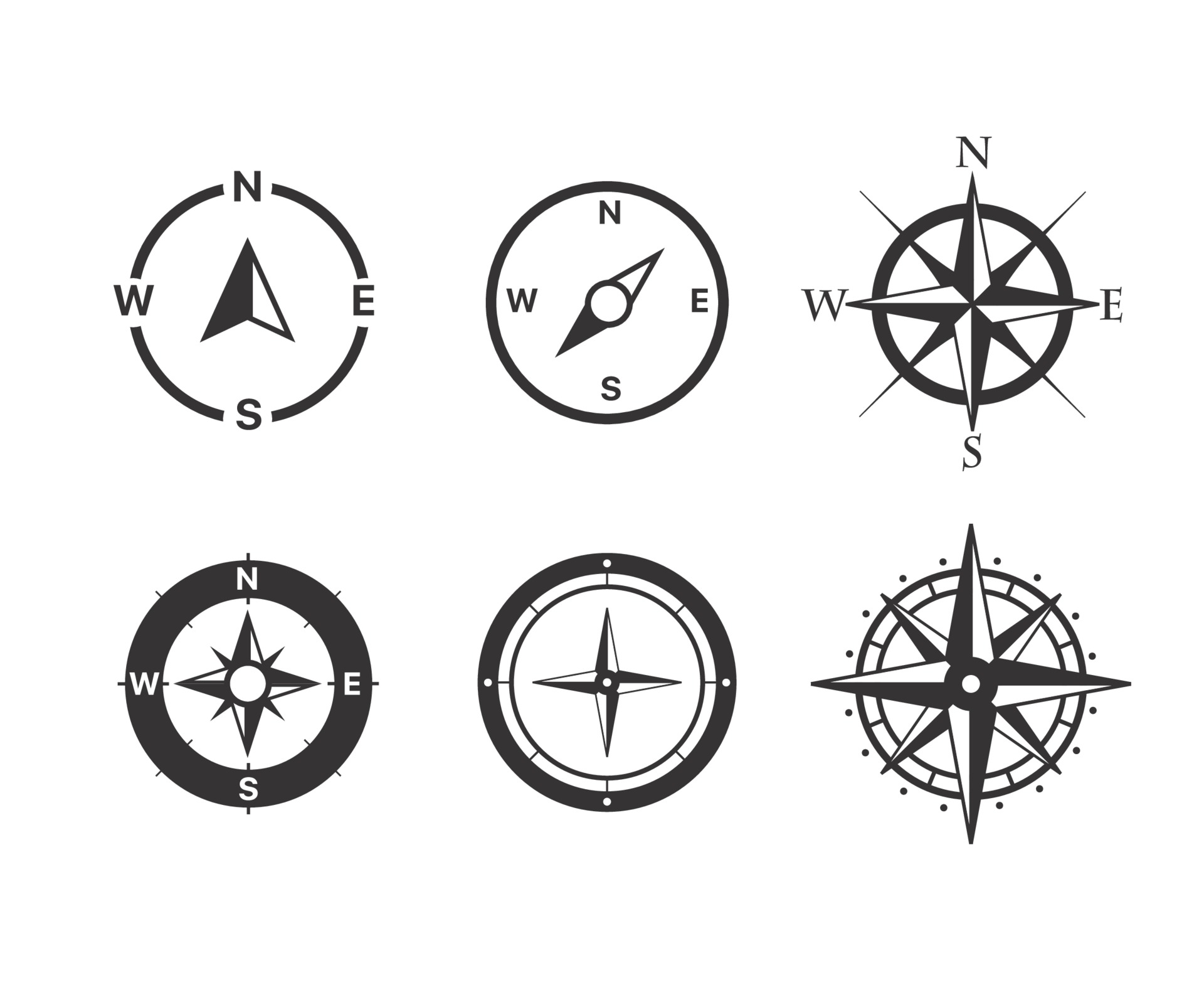 Compass Vector Icons Set Isolated On White Background 2233716 Vector Art At Vecteezy