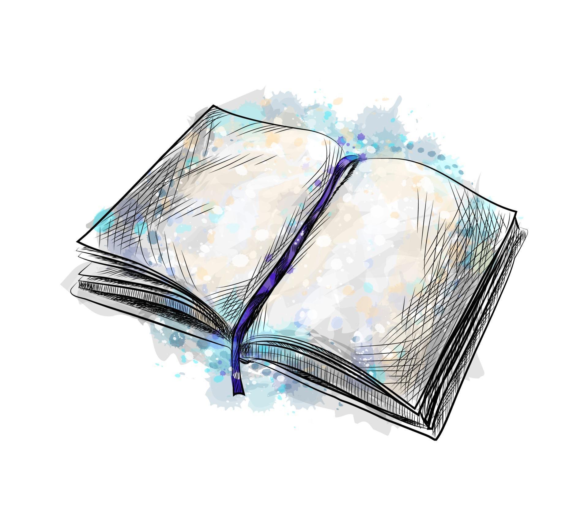 libro abierto con un toque de acuarela, boceto dibujado a mano ... libro abierto con un toque de acuarela, boceto dibujado a mano ...