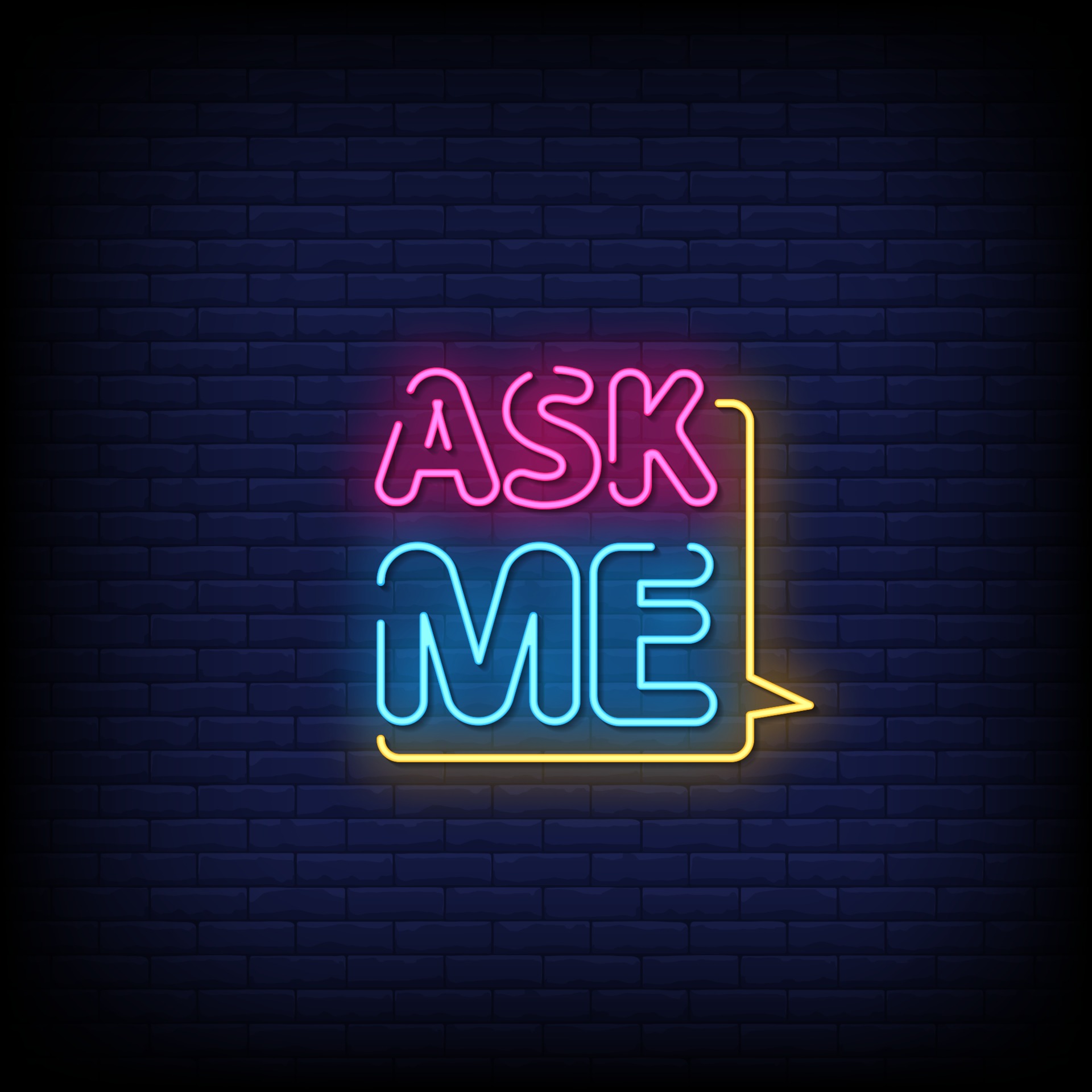 Ask Me Neon Signs Style Text Vector 2239476 Vector Art At Vecteezy