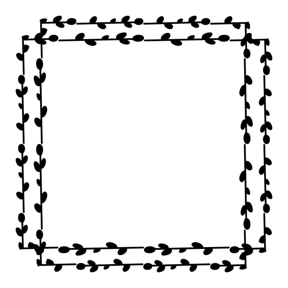 Rectangular floral frame. Vector flat illustration isolated on a white ... Rectangular floral frame. Vector flat illustration isolated on a white ...