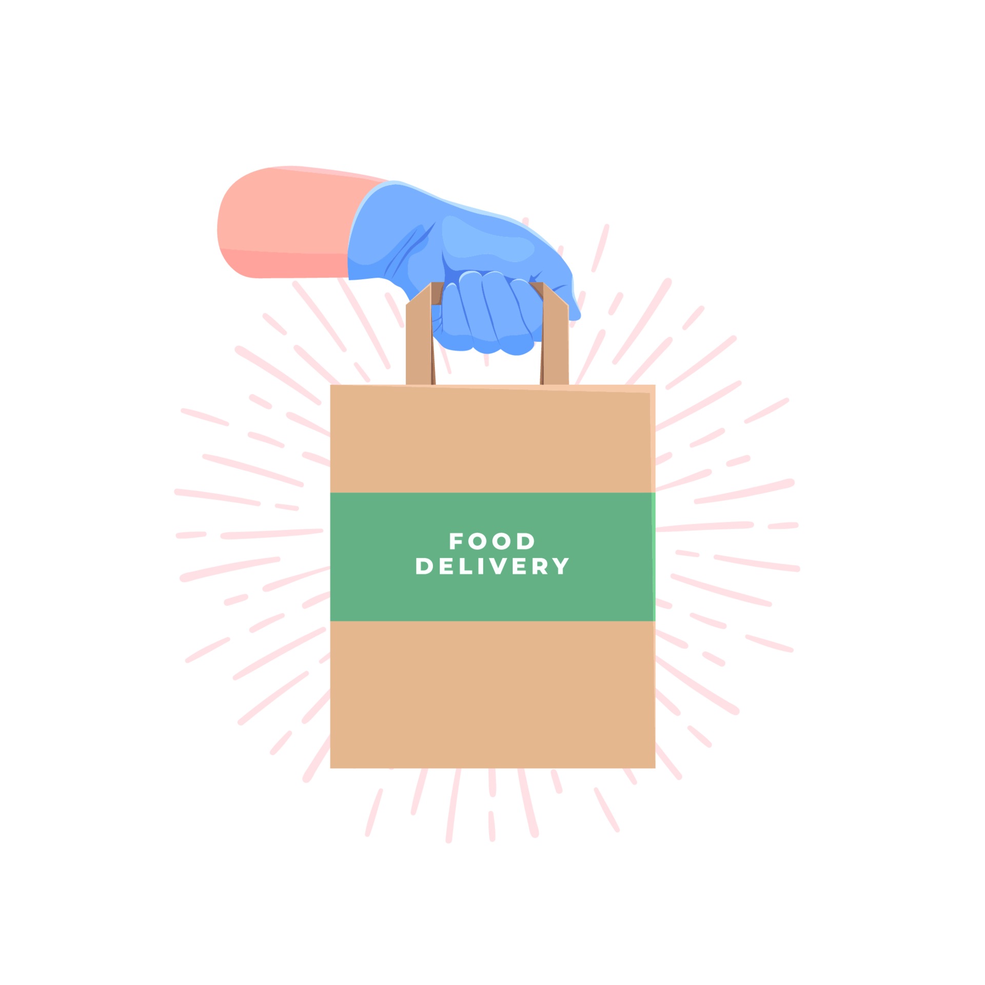 Couriers hand in blue protective rubber glove holding delivery paper ... Couriers hand in blue protective rubber glove holding delivery paper ...