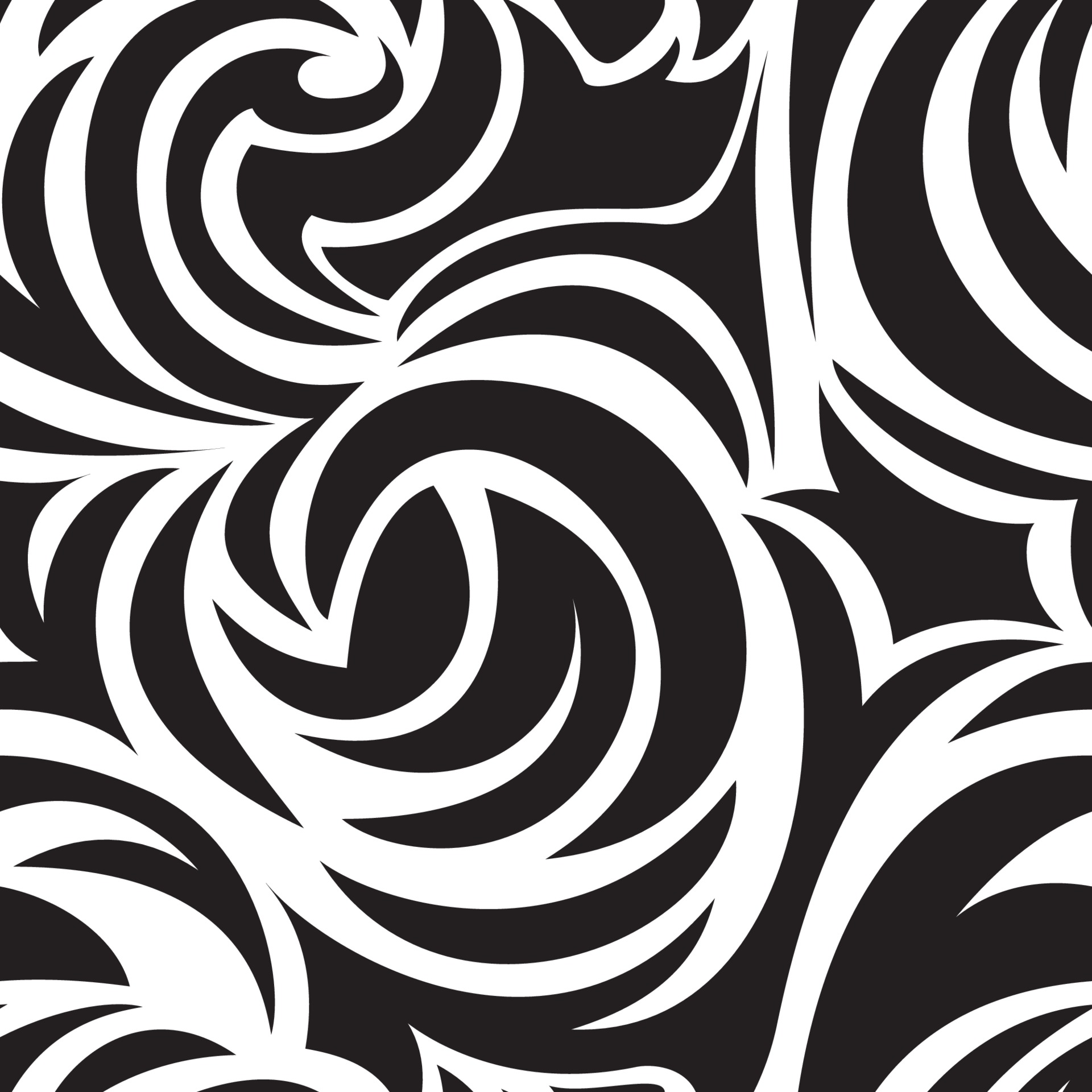 Black Seamless Texture Of Spirals And Curls Monochrome Pattern Spiral Curls And Swirls