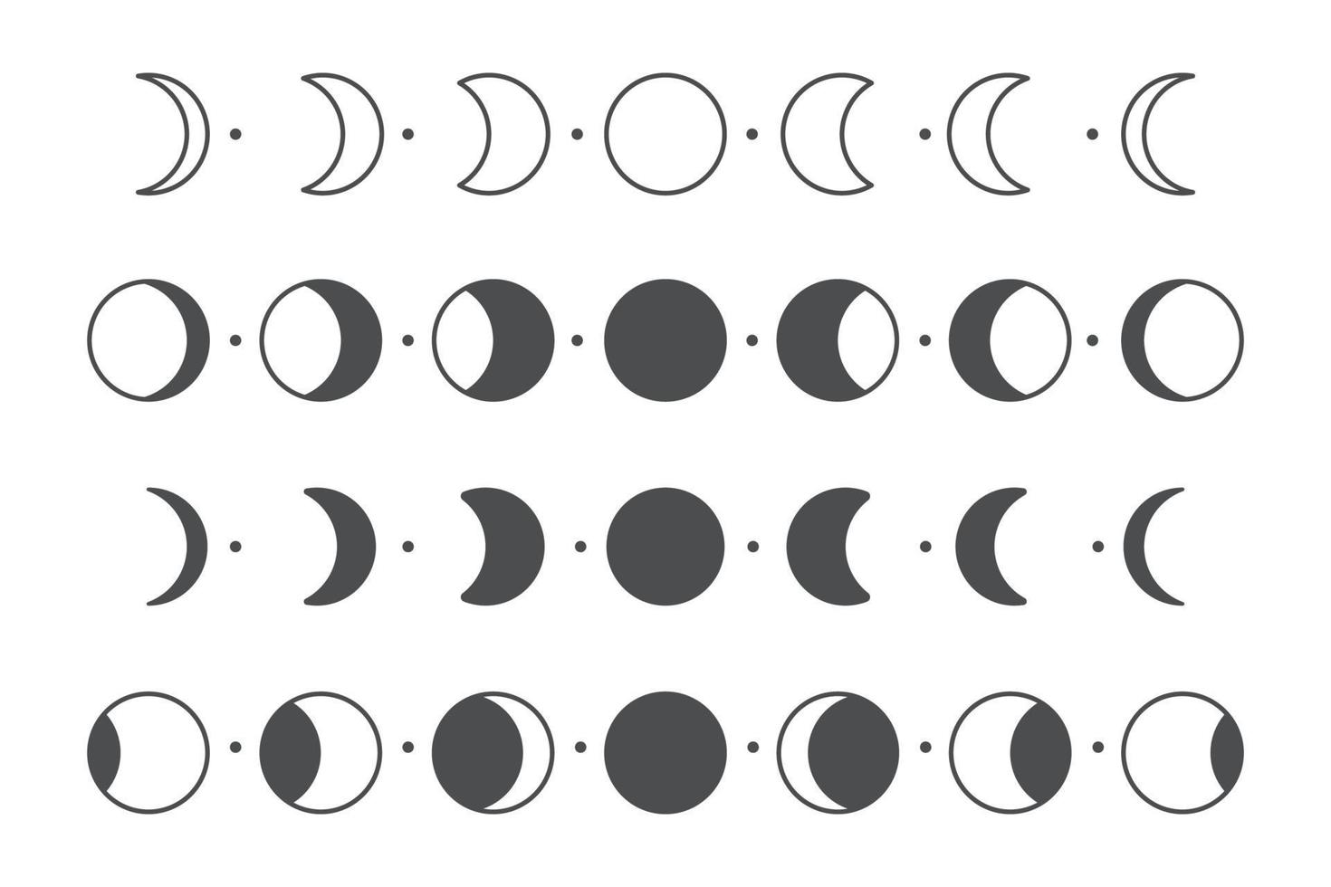 Vector Lunar Phase Of The Moon Simple Circle Shape Design Isolated On