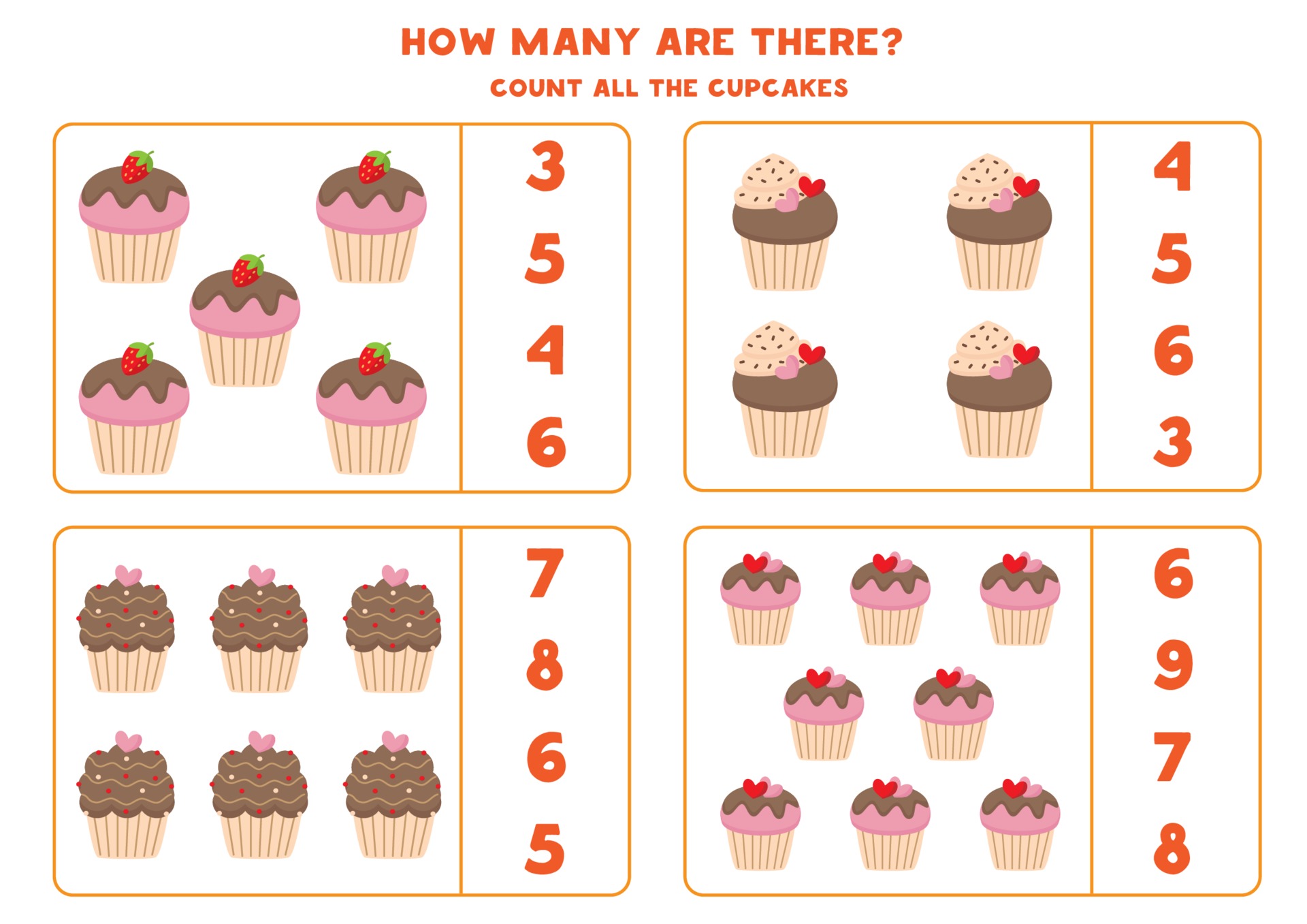 Math game with cupcakes. Count and circle the right answer. 2248935 ...