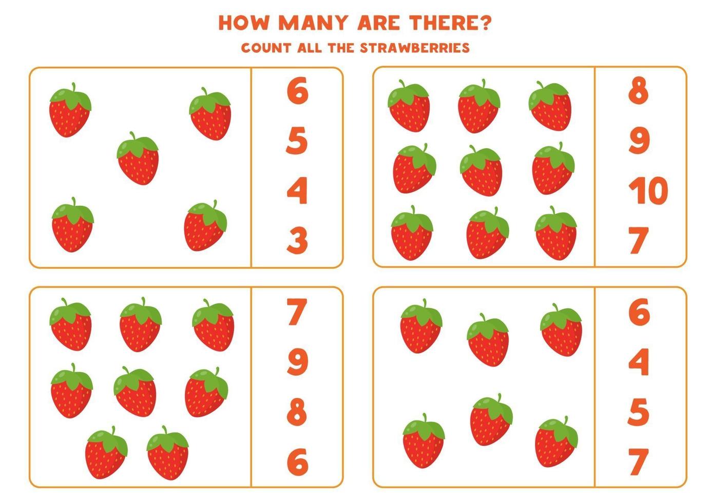 Counting game for kids. Cute cartoon strawberries. 2248947 Vector Art ...