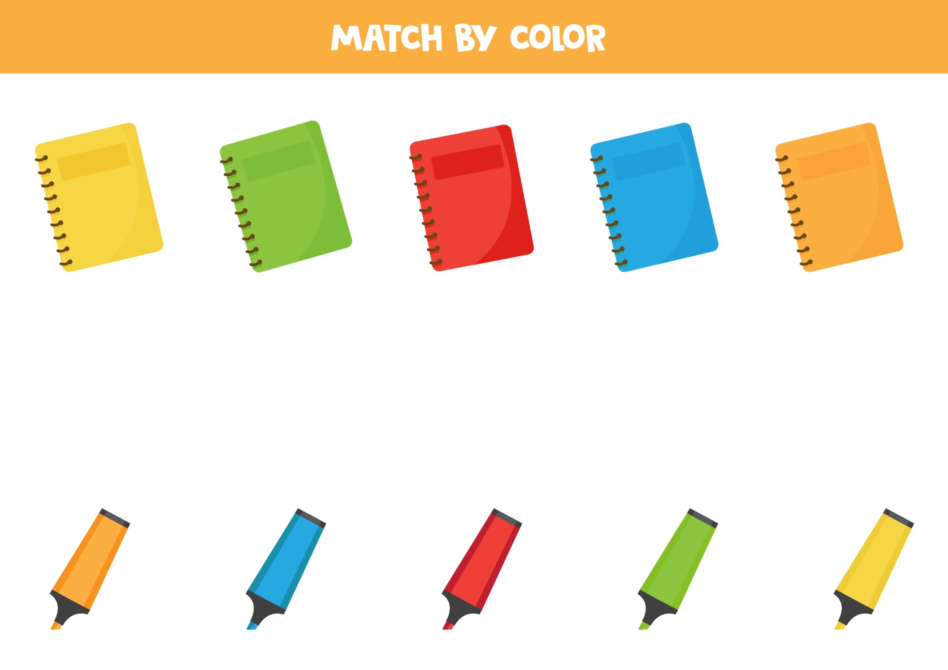 Color Sorting Game For Kids Matching Notebooks And Highlighters color-sorting-game-for-kids-matching-notebooks-and-highlighters