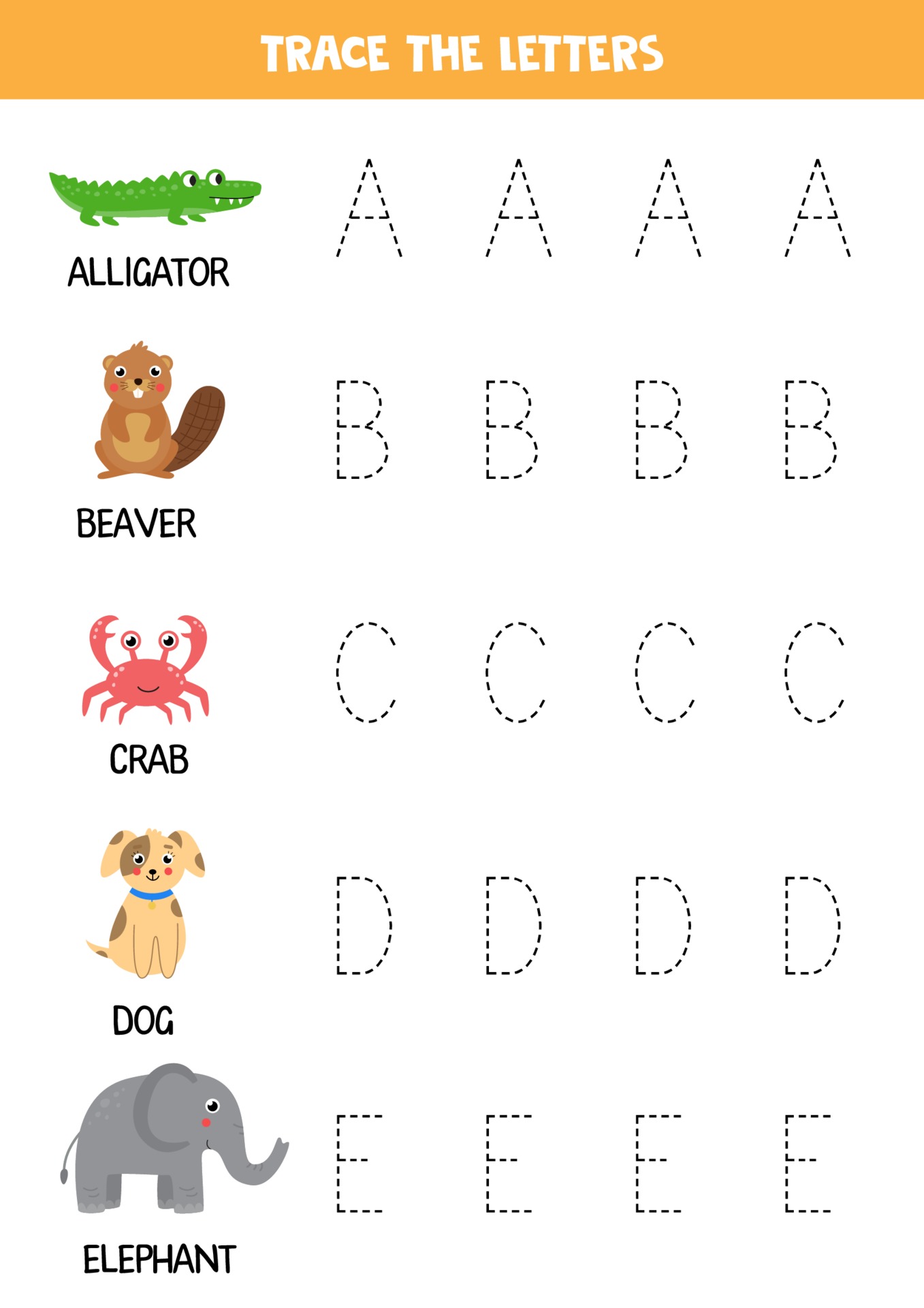 Tracing Letters Of English Alphabet With Animals Writing Practice tracing-letters-of-english-alphabet-with-animals-writing-practice