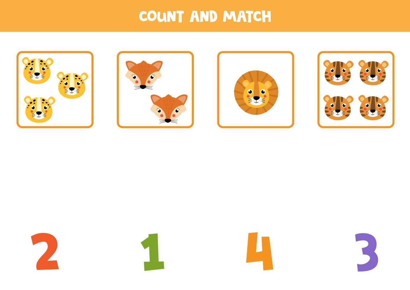 Math worksheet for kids. Counting game with cute animal faces. 2251190 ...