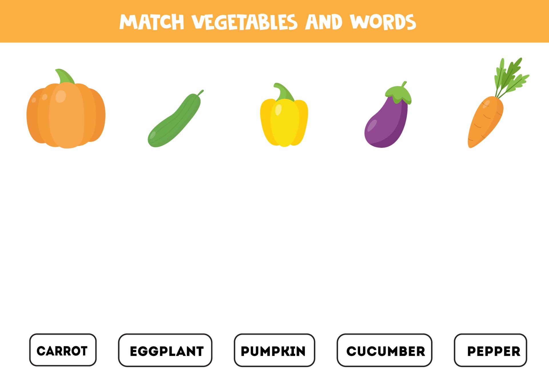 Match vegetables and the words. Grammar game for kids. 2251296 Vector ...