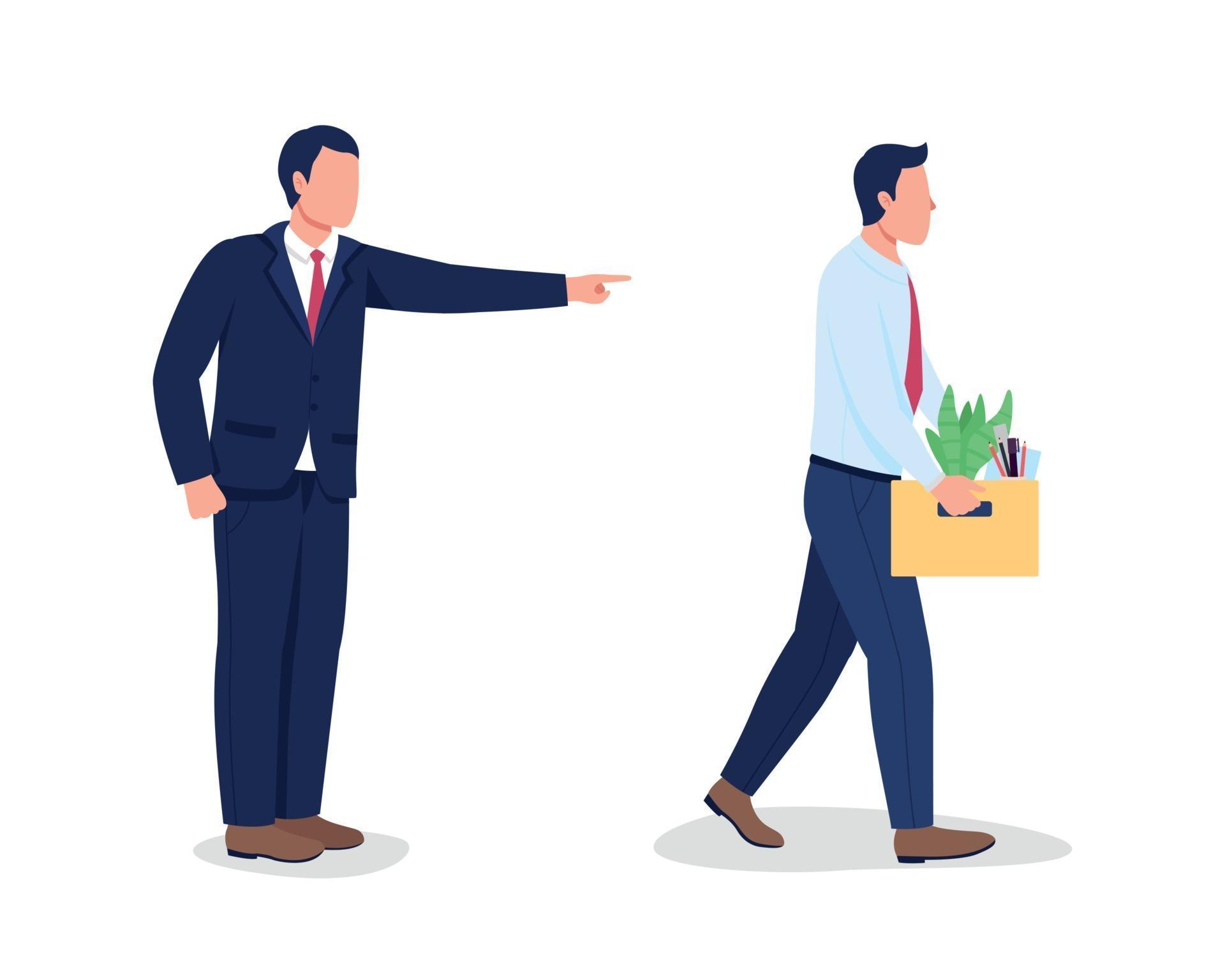 Boss firing employee flat color vector faceless characters 2251716 ... Boss firing employee flat color vector faceless characters 2251716 ...