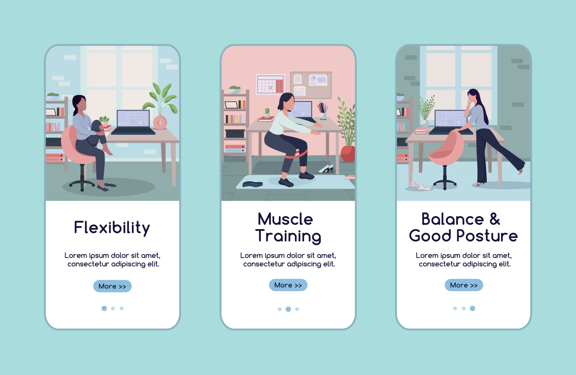 Workout In Workplace Onboarding Mobile App Screen Flat Vector Template 2251758 Vector Art At