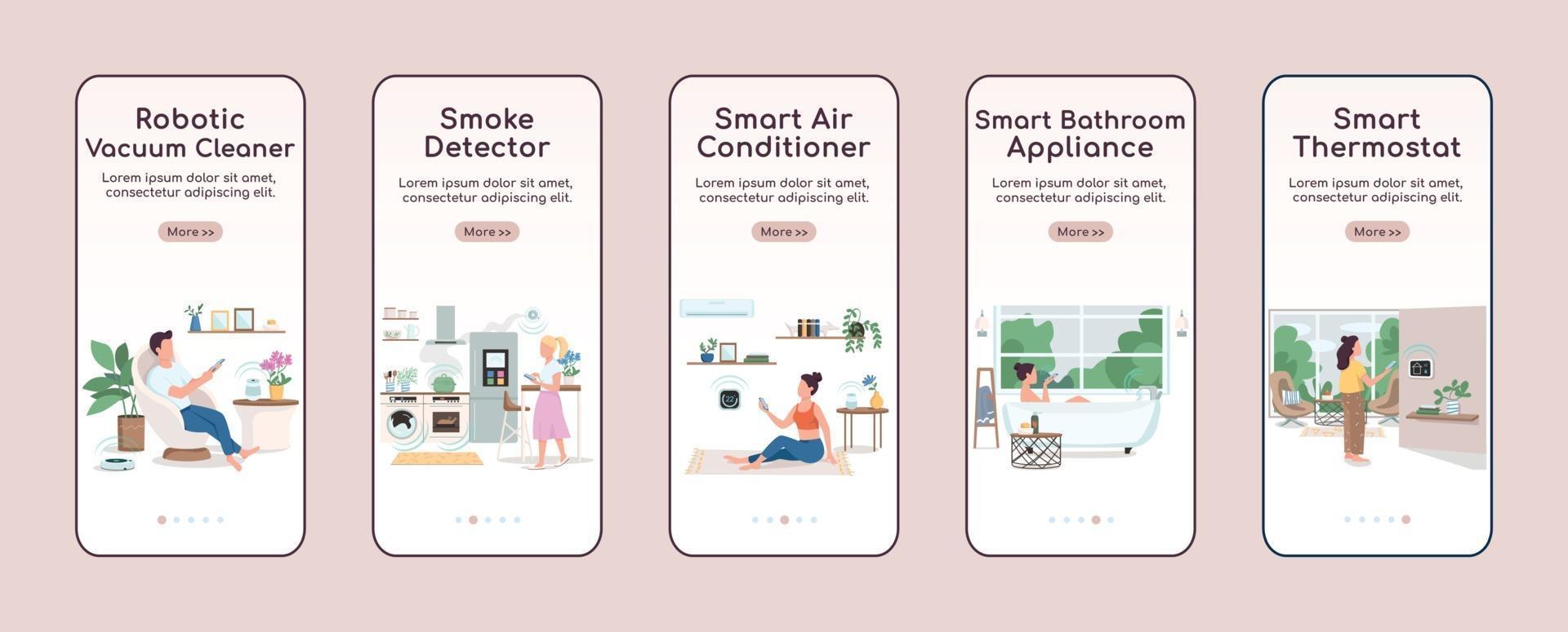 Iot Devices Onboarding Mobile App Screen Flat Vector Template Smart