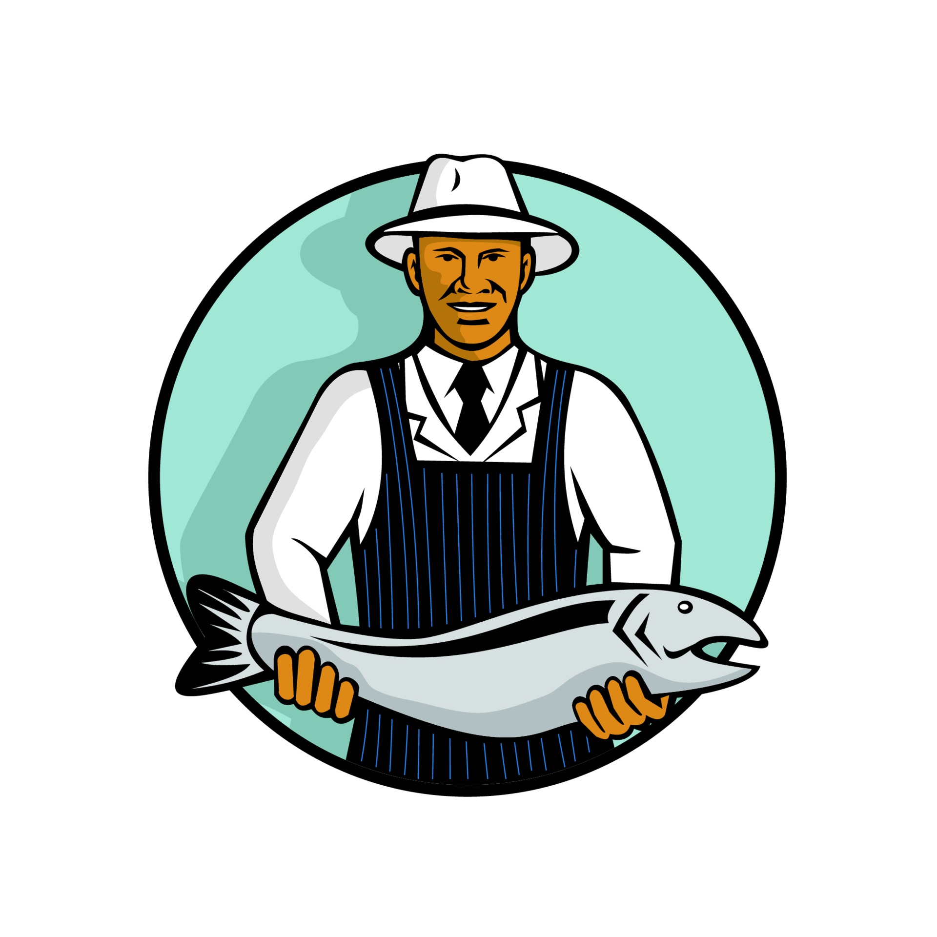 fishmonger holding salmon 2254983 Vector Art at Vecteezy fishmonger holding salmon 2254983 Vector Art at Vecteezy