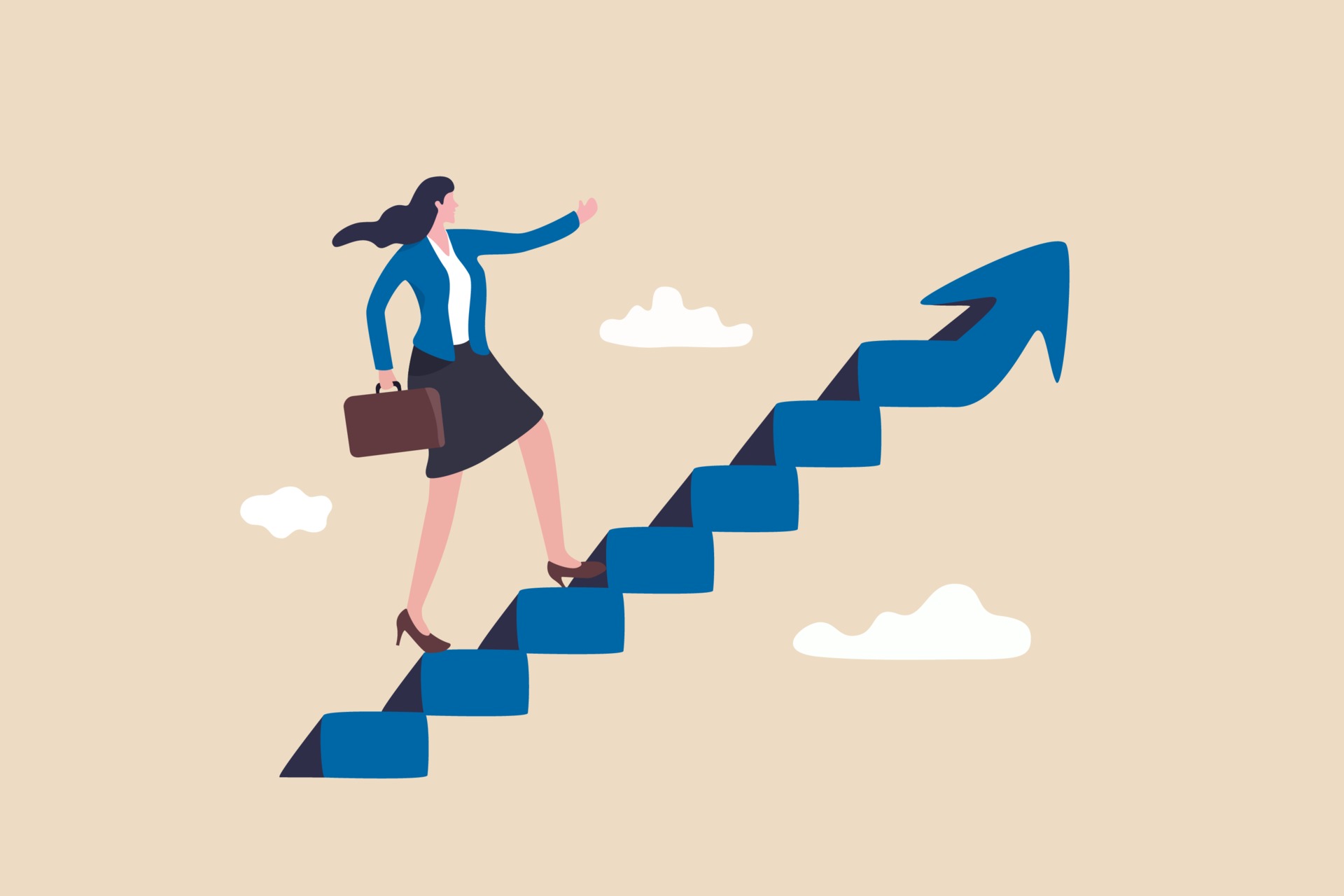 Career Success For Woman Or Female Leadership Goal Achievement And