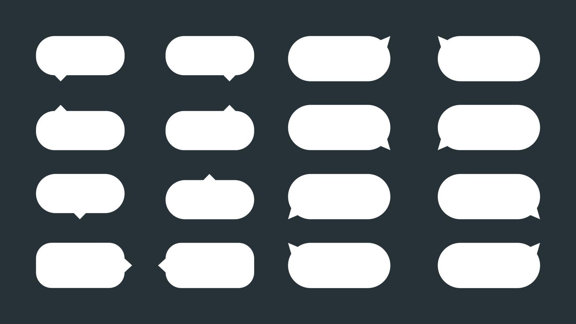 A set of 16 simple, rounded tooltips or speech balloons. Flat vector ...