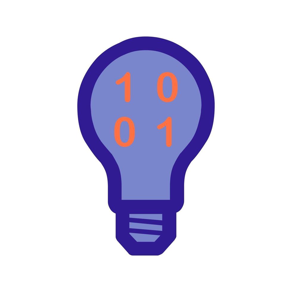 Light bulb and binary code outline icon. Vector item from set ...