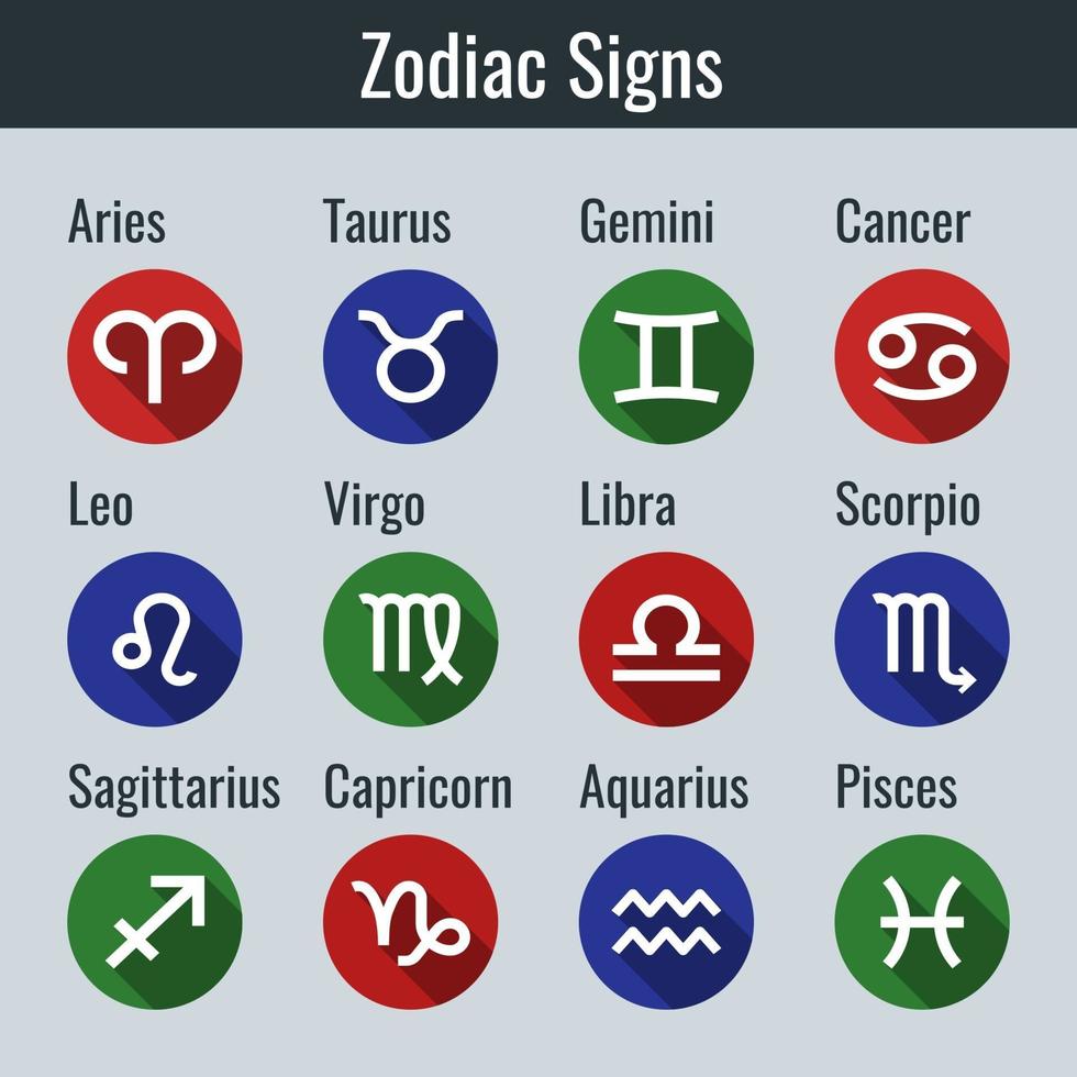 Conjunto De 12 Signos Del Zodíaco En Estilo De Diseño Plano 2258445