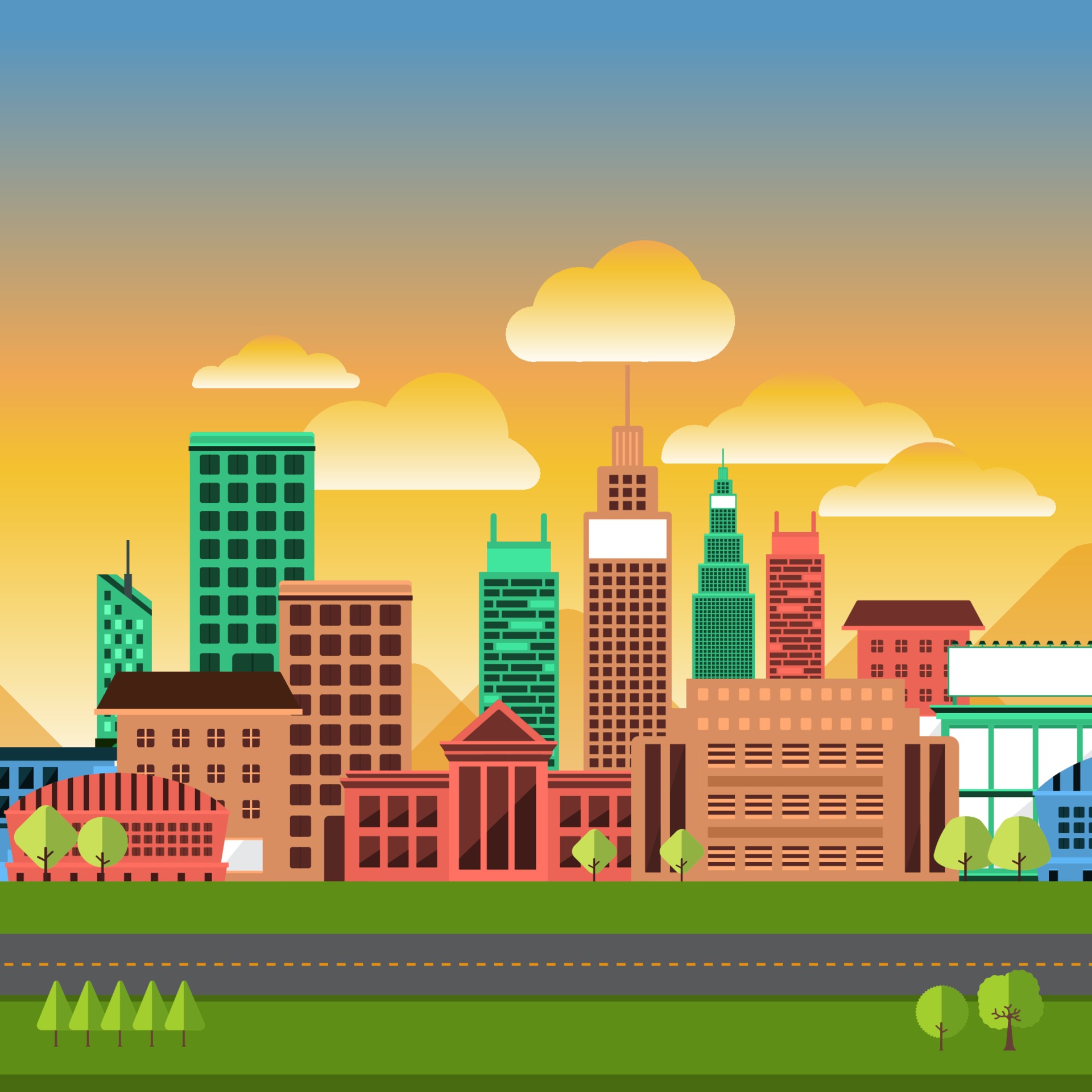 City Landscape Illustrations 2259427 Vector Art at Vecteezy