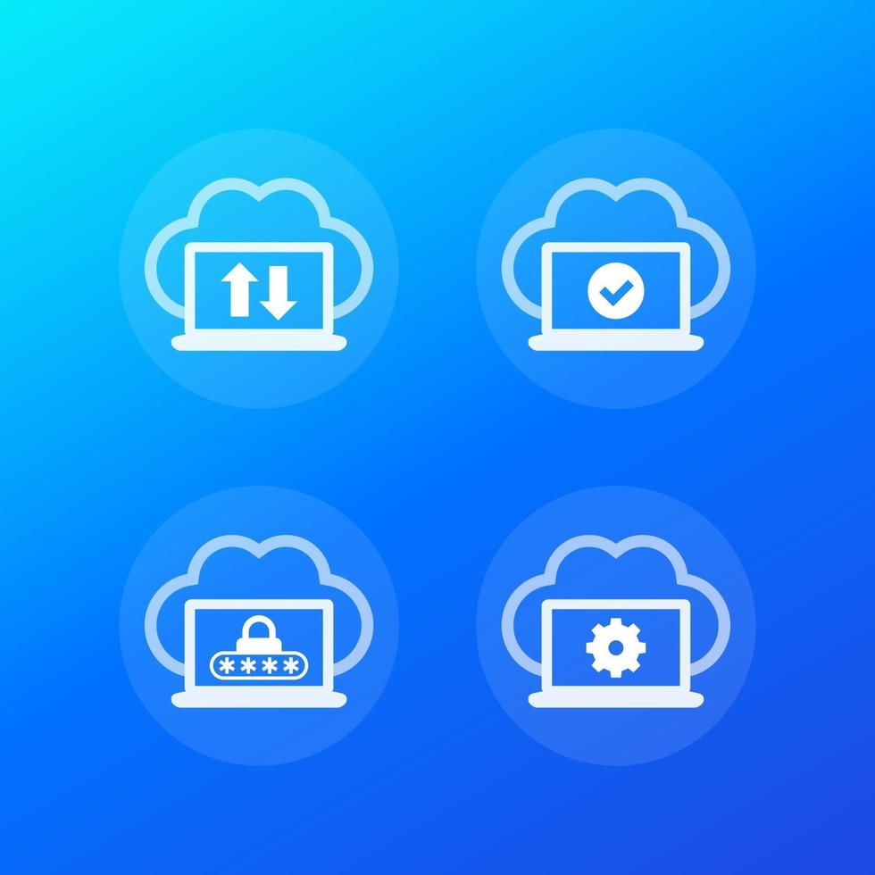 sync with cloud, synchronization completed, protected data, vector ...