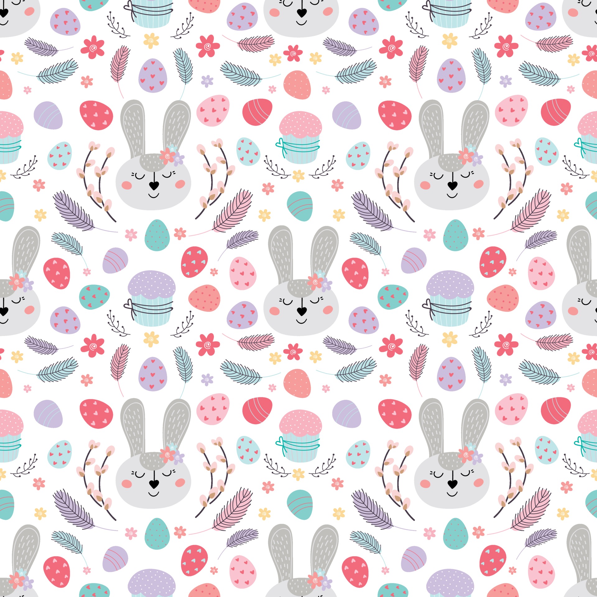 5 Designs Digital Backgrounds Cute Bunnies Seamless Digital Paper ...