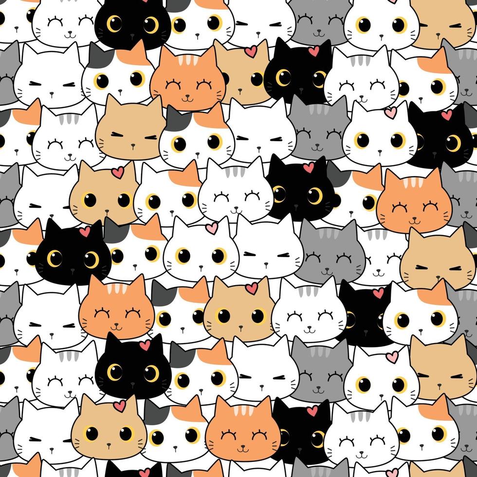 Cute cat kitten head cartoon doodle seamless pattern 2266213 Vector Art ... Cute cat kitten head cartoon doodle seamless pattern 2266213 Vector Art ...