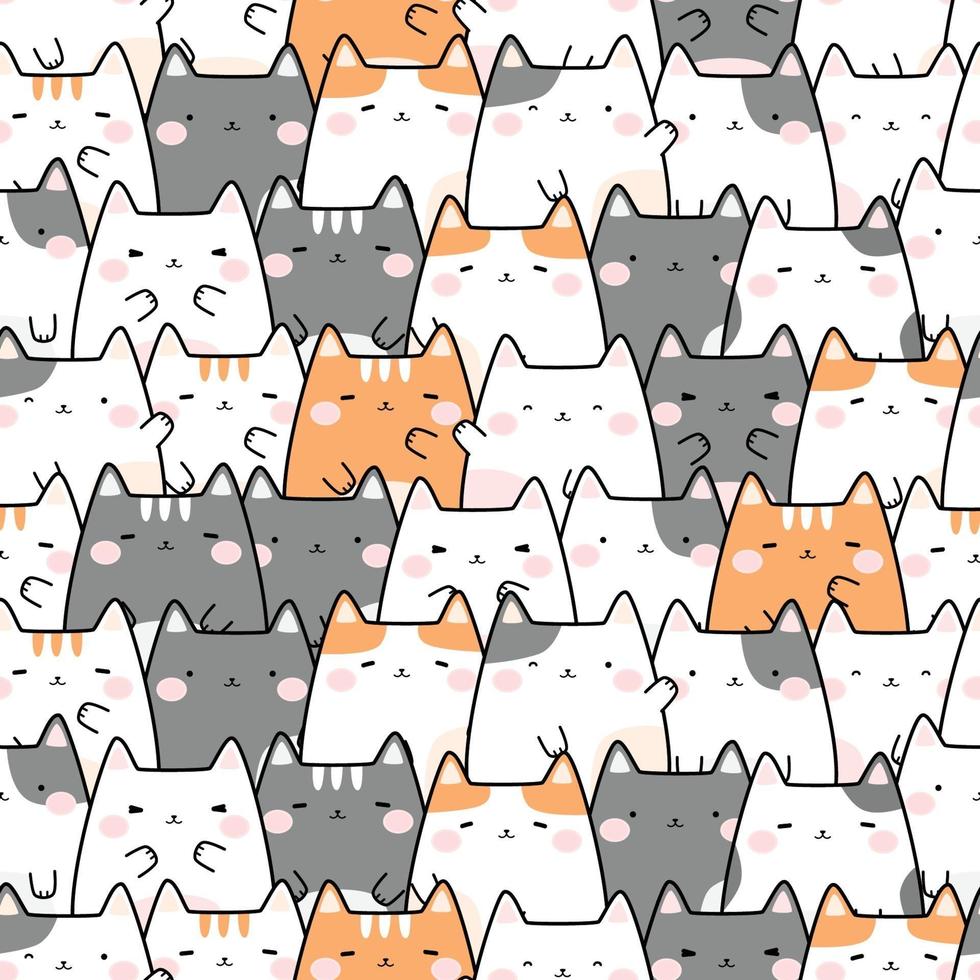 Cute chubby cat kitten cartoon doodle seamless pattern 2266269 Vector ... Cute chubby cat kitten cartoon doodle seamless pattern 2266269 Vector ...