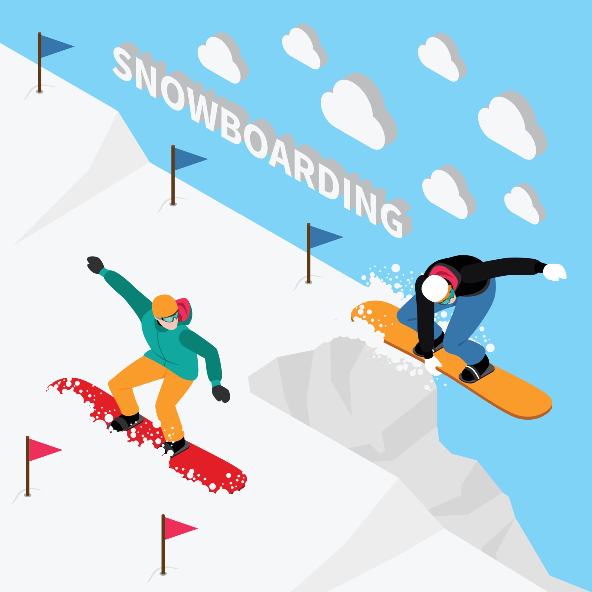 Snowboarding Track Isometric Composition Vector Illustration 2273513 ...