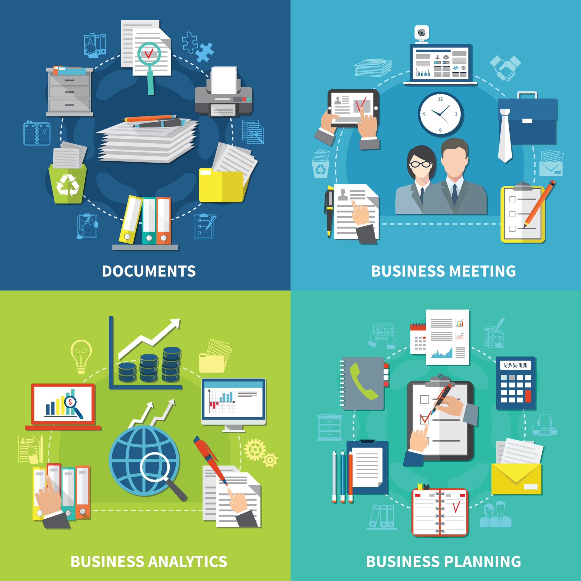 Business Items Composition Set Vector Illustration 2274156 Vector Art ...