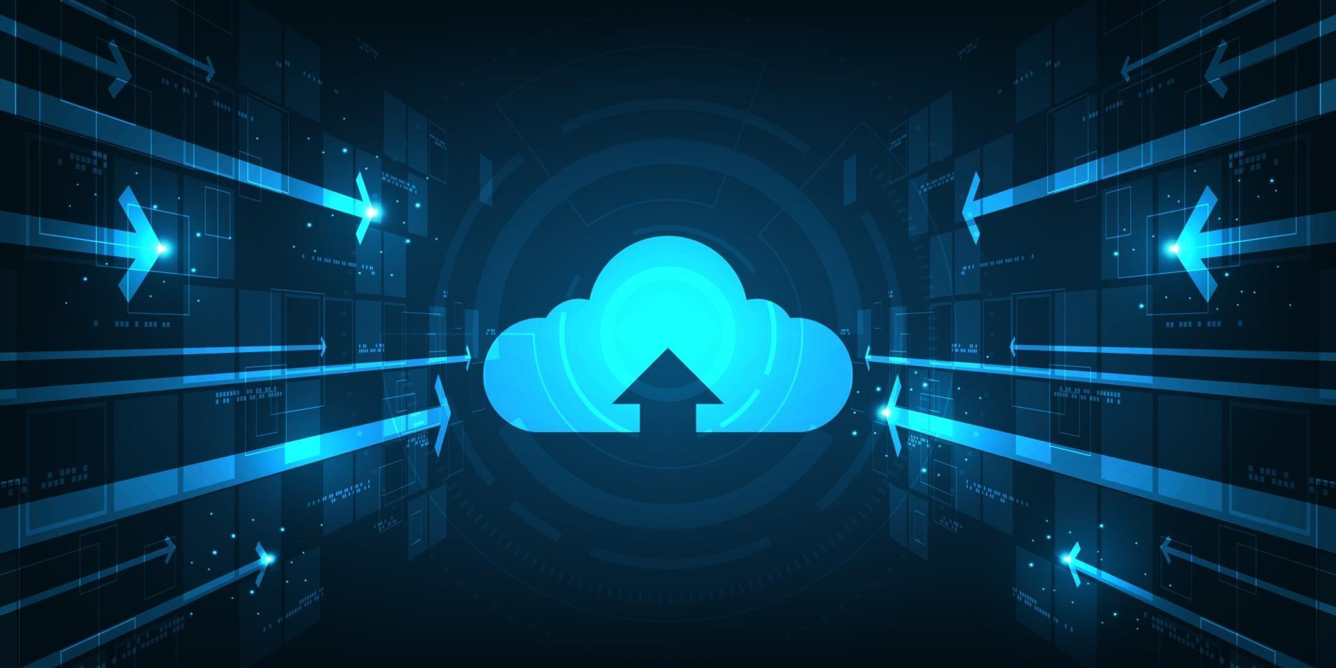 Cloud interface that shows data uploading to the internet. 2275361 ...