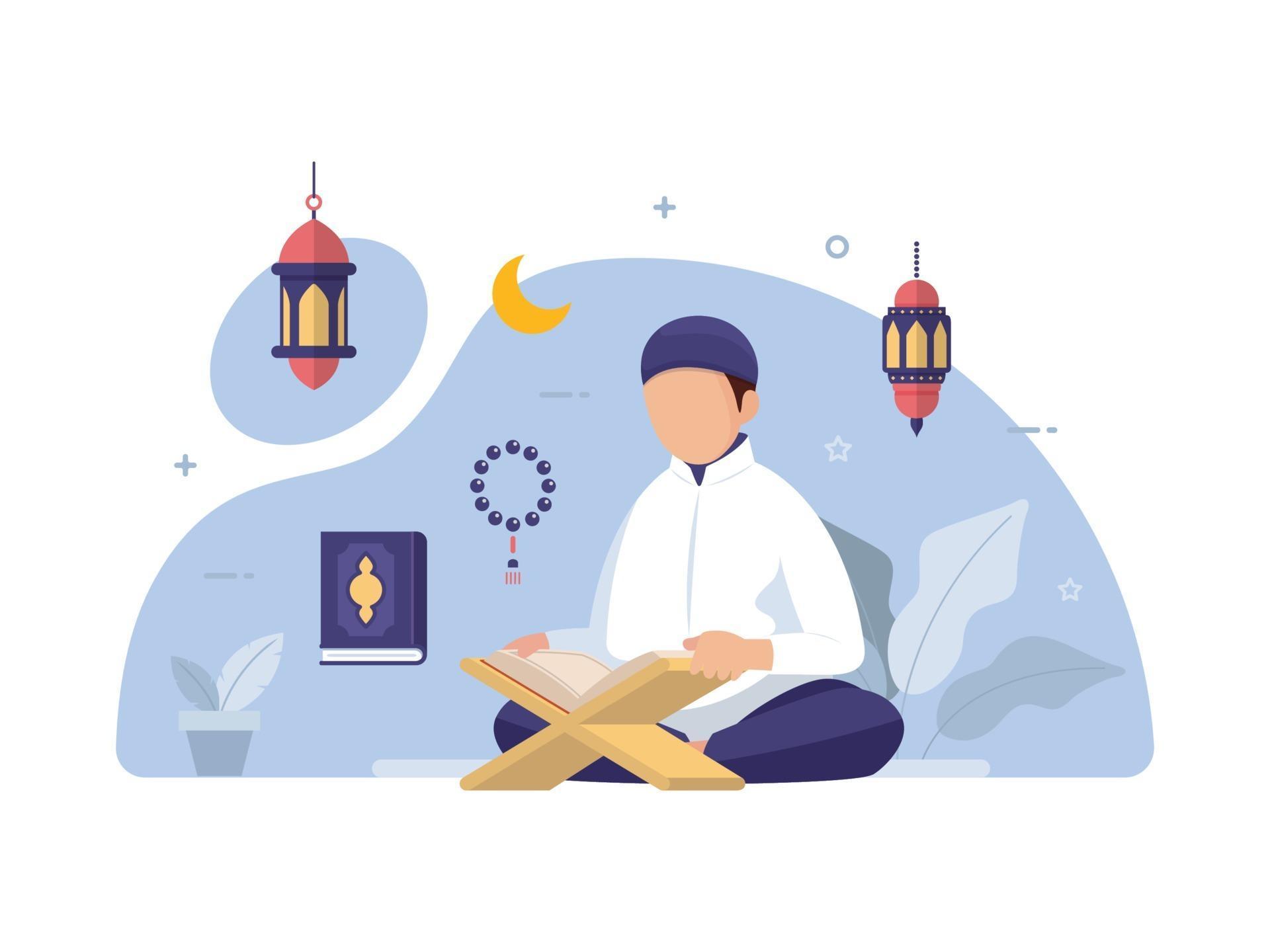 Muslim People Reading Quran Vector Illustration 2275430 Vector Art At