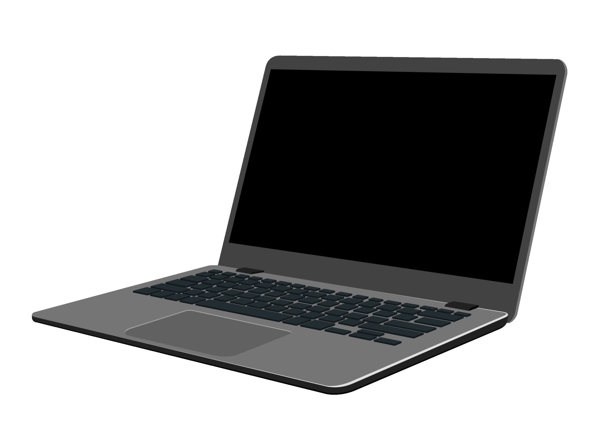 Isometric vector image of an isolated open laptop. Gray turned off the ...