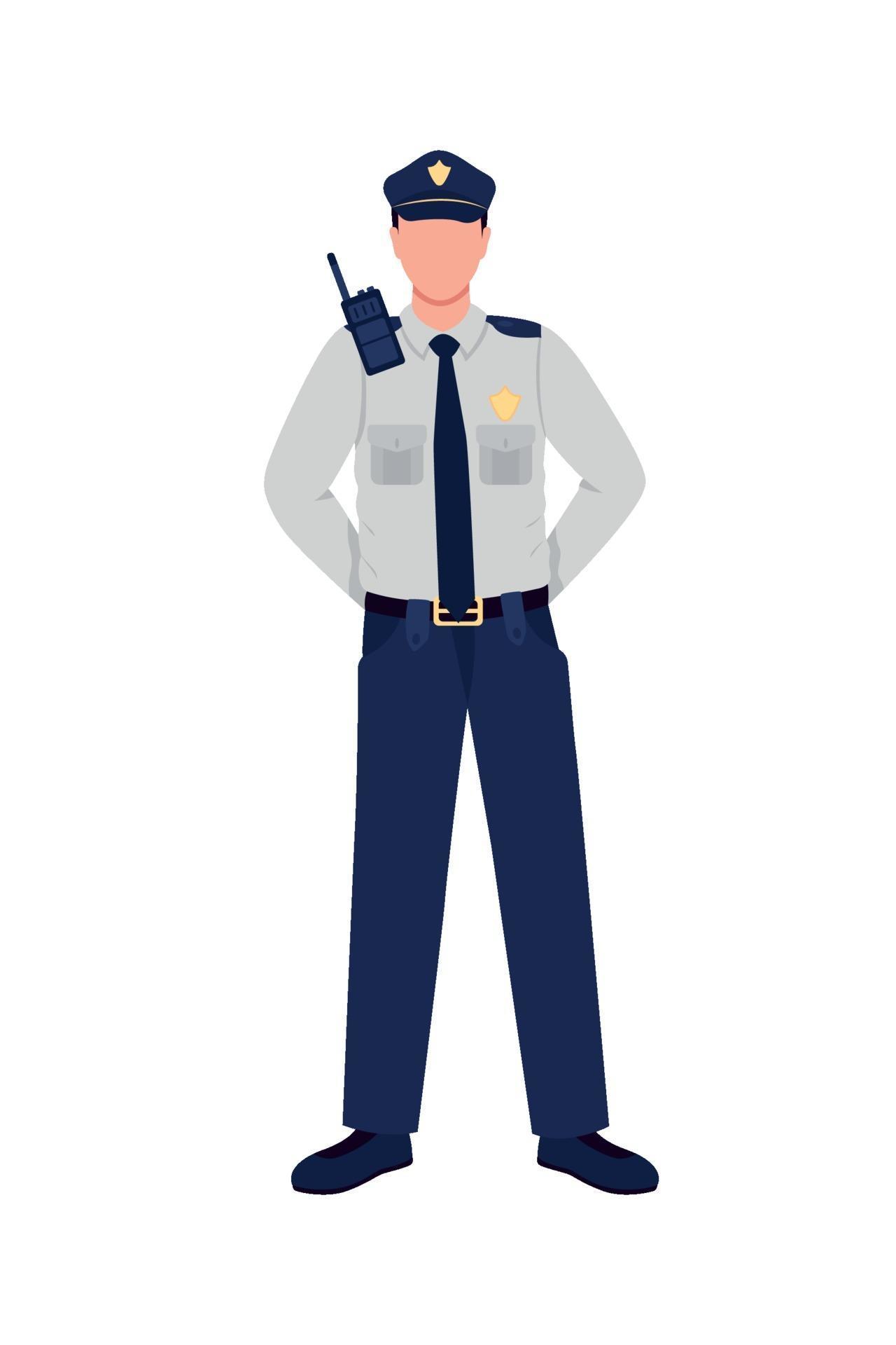 Oficial De Policía Color Plano Vector Personaje Sin Rostro 2282773