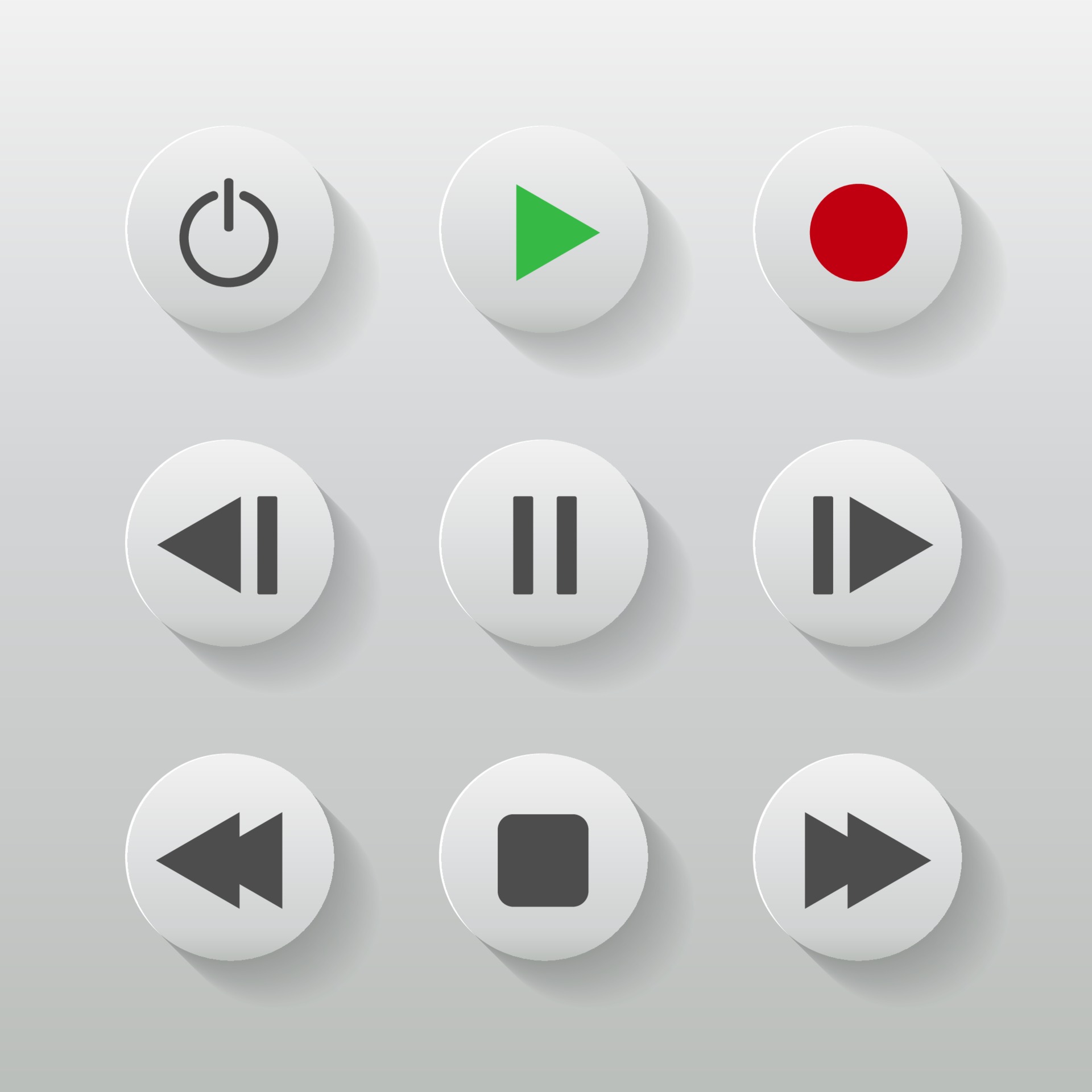 symbol icon set media player control white round buttons. vector ... symbol icon set media player control white round buttons. vector ...
