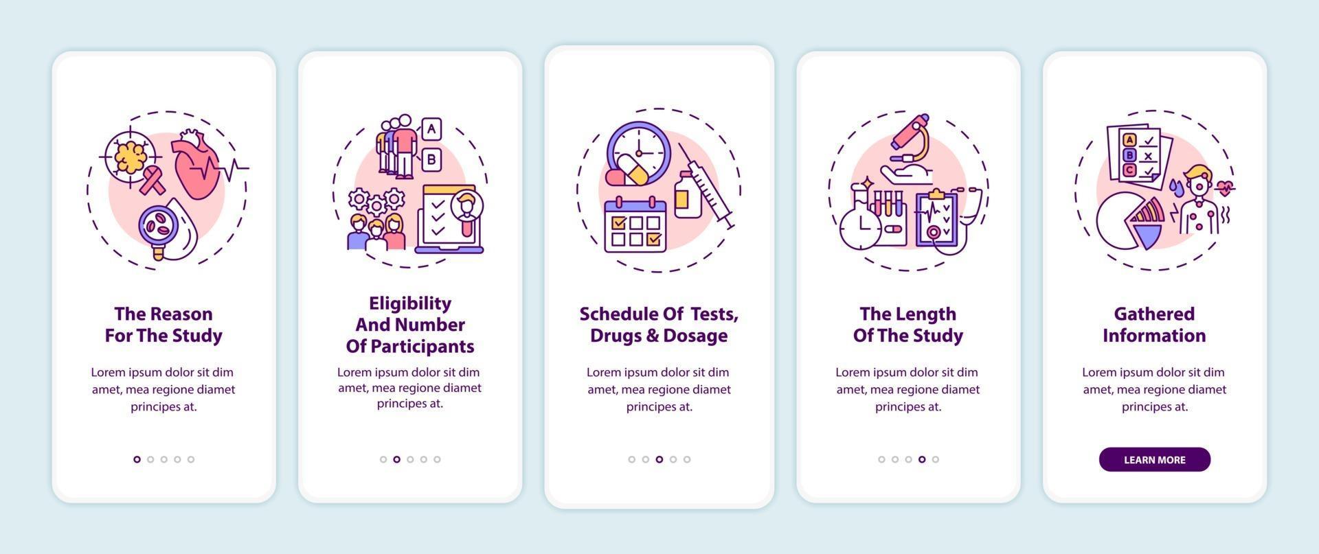 Clinical Trial Protocol Components Onboarding Mobile App Page Screen With Concepts 2283568