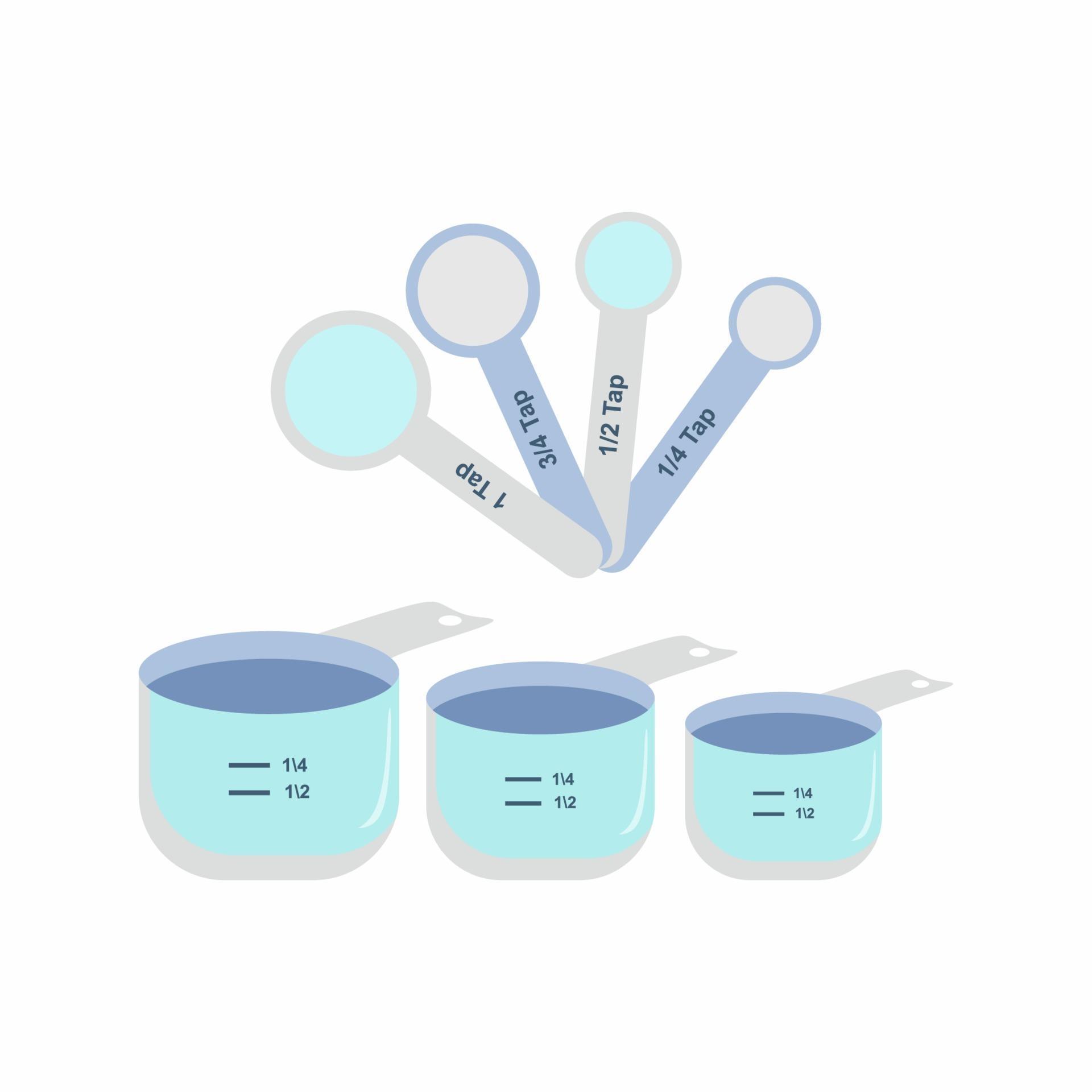 Measuring spoon and cup with various sizes. Kitchen tool flat design ... Measuring spoon and cup with various sizes. Kitchen tool flat design ...