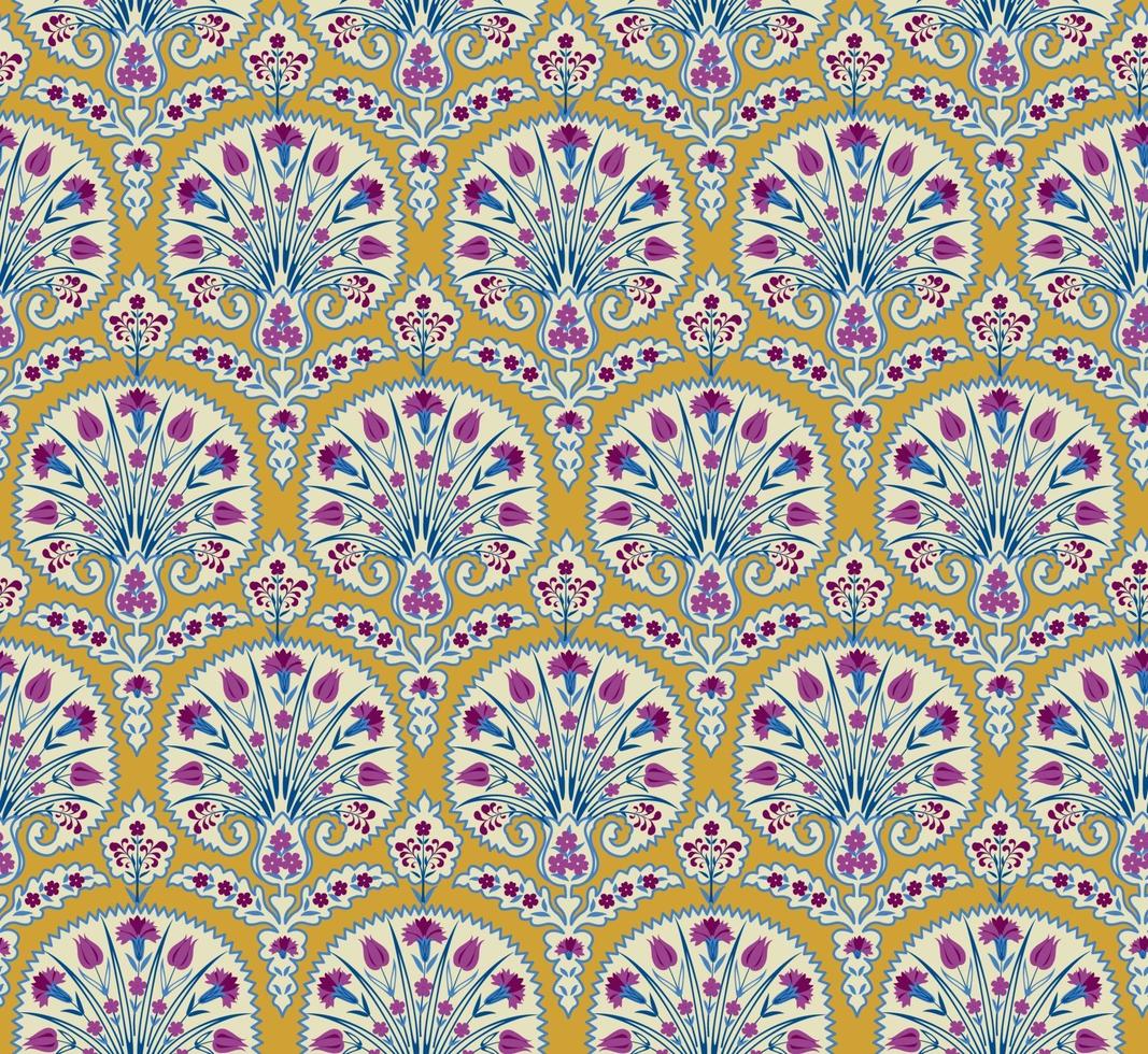 Floral seamless fabric pattern. Flourish tiled oriental ethnic ...