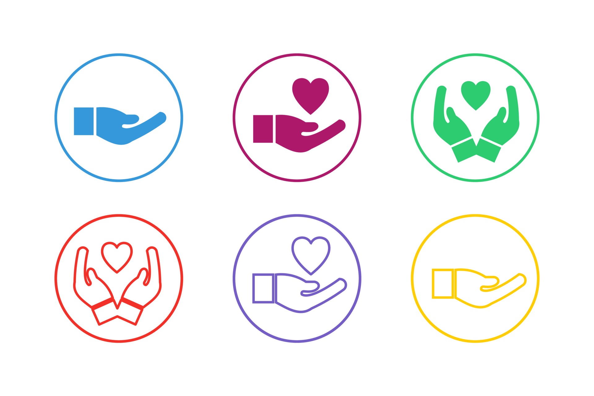 Colorful Helping Hand Icon Set 2292928 Vector Art at Vecteezy
