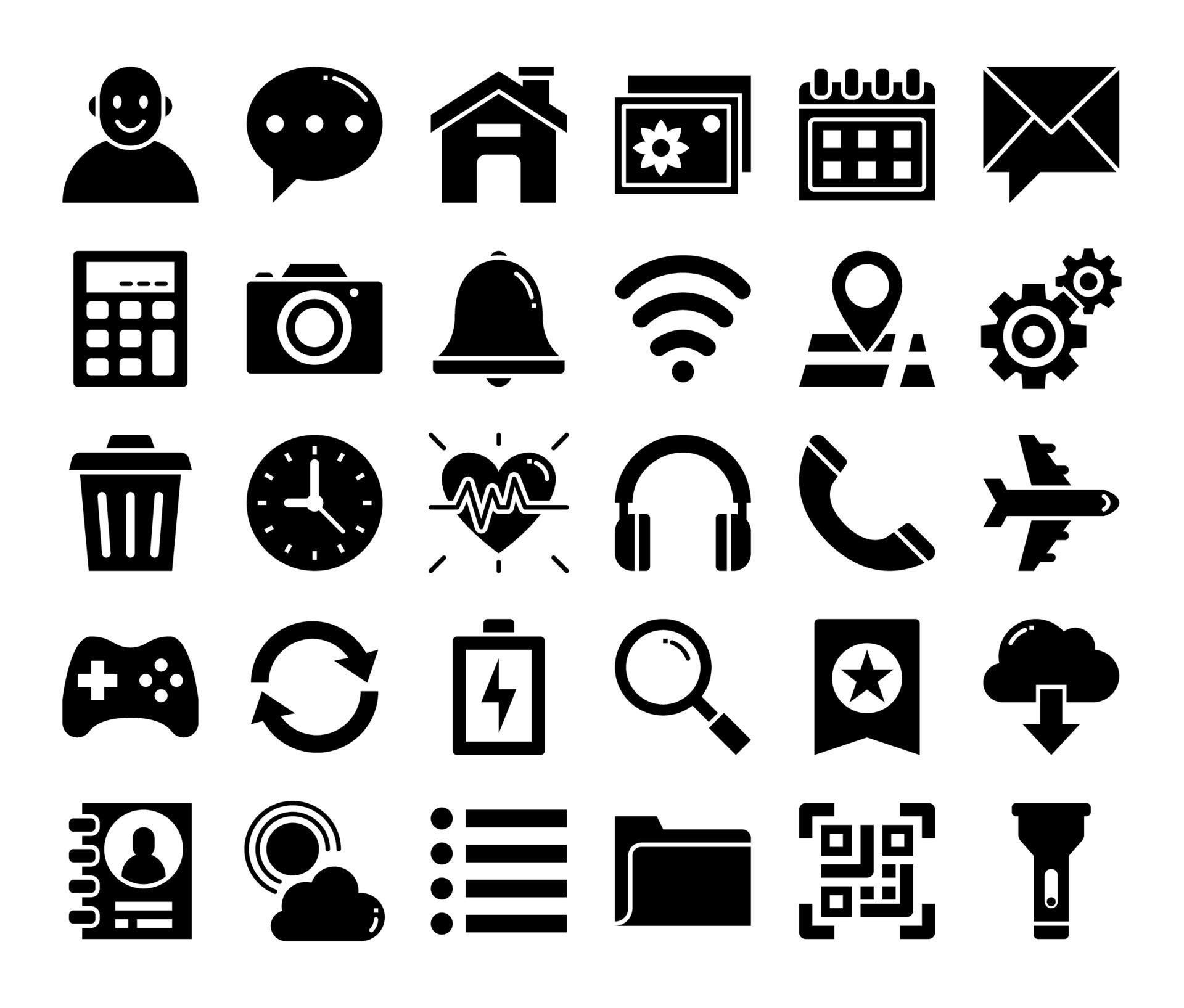 mobile user interface glyph vector icons 2293474 Vector Art at Vecteezy